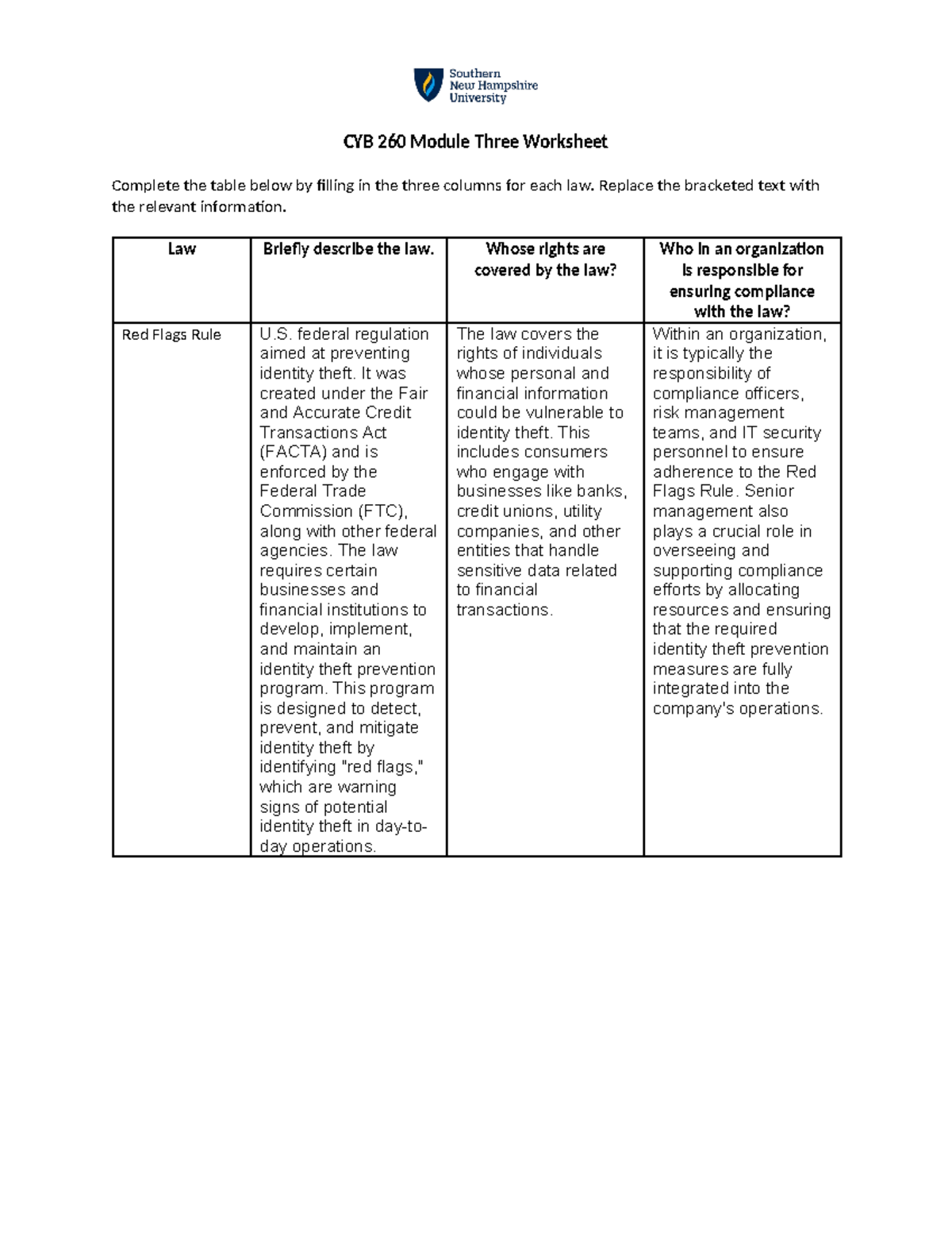 CYB 260 Module Three Worksheet Joshua Hennessy - CYB 260 Module Three ...