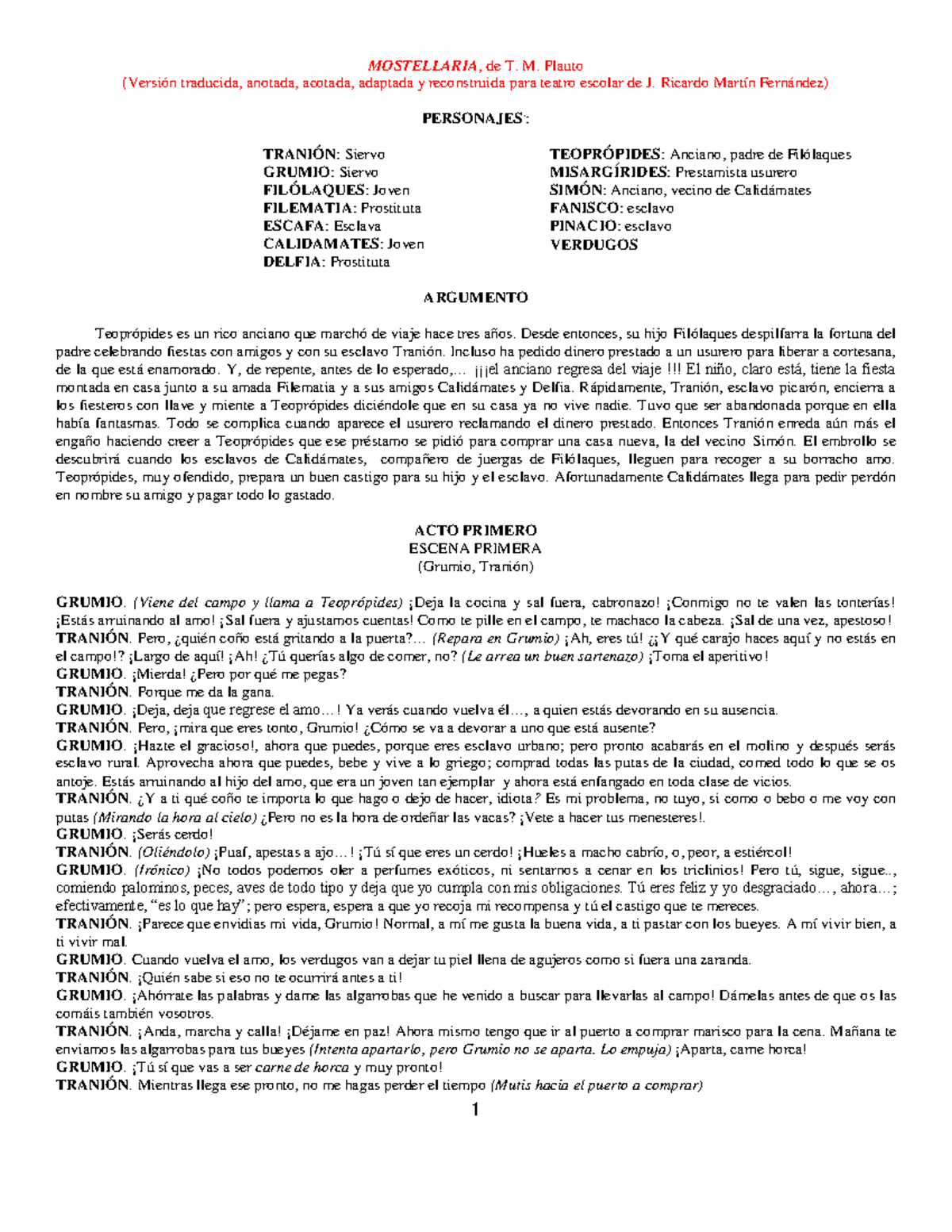 Mostellaria - sbdubcxEYWGOAEVYEDUO - MOSTELLARIA, de T. M. Plauto ...