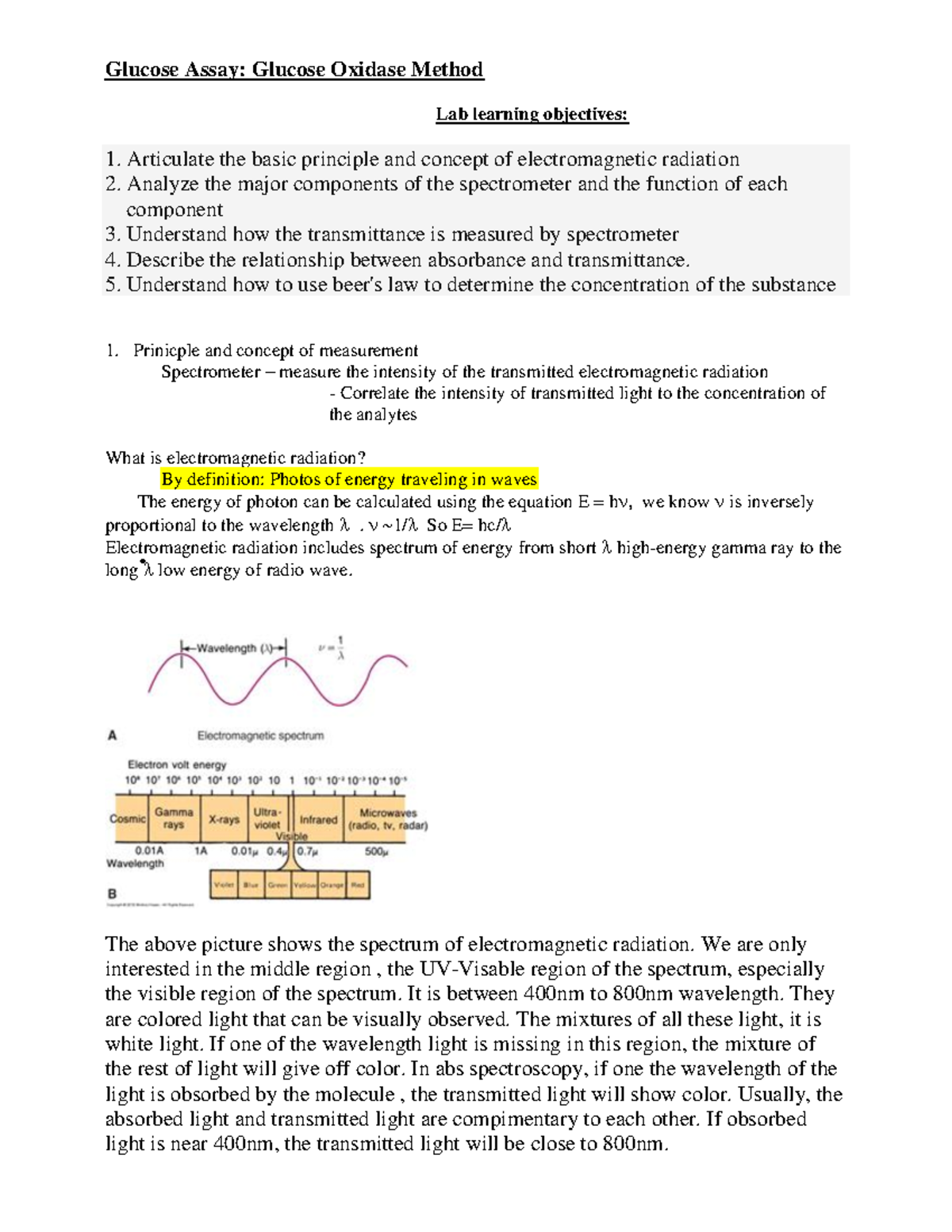 1. Glucose Assay : Glucose Oxidase Method - Articulate the basic ...