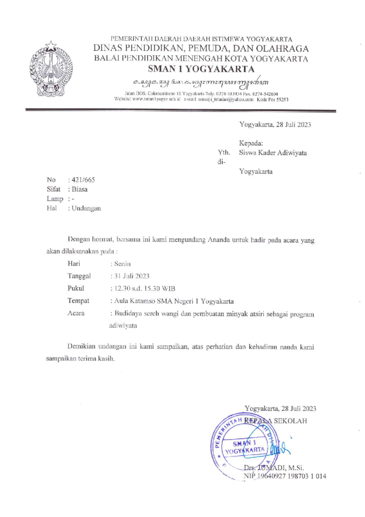 Undangan Adiwiyata - Apa - RUNDOWN ACARA FUN DEMONSTRATION DI SMA ...