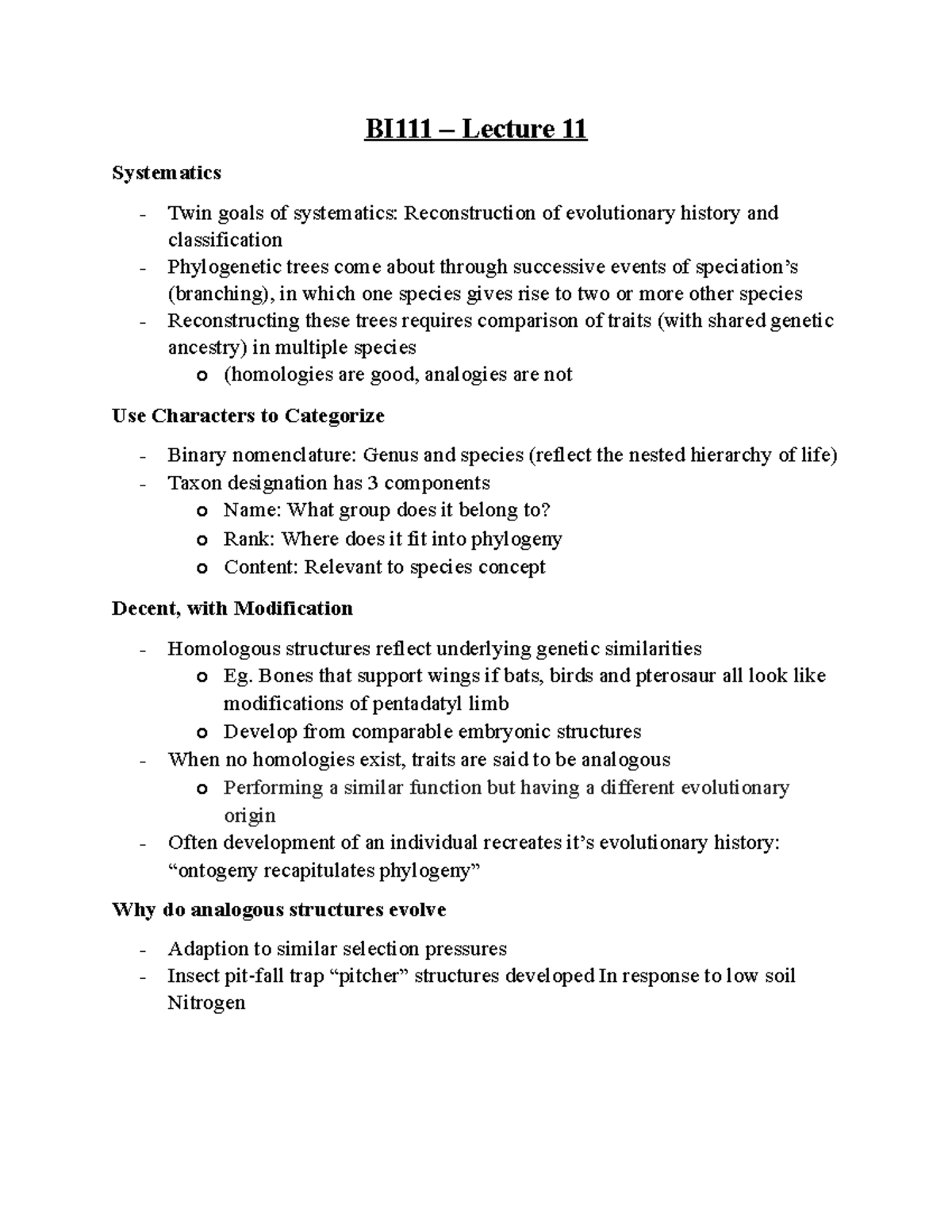 Lecture 11 - Dr. Tristan Long - BI111 – Lecture 11 Systematics Twin ...