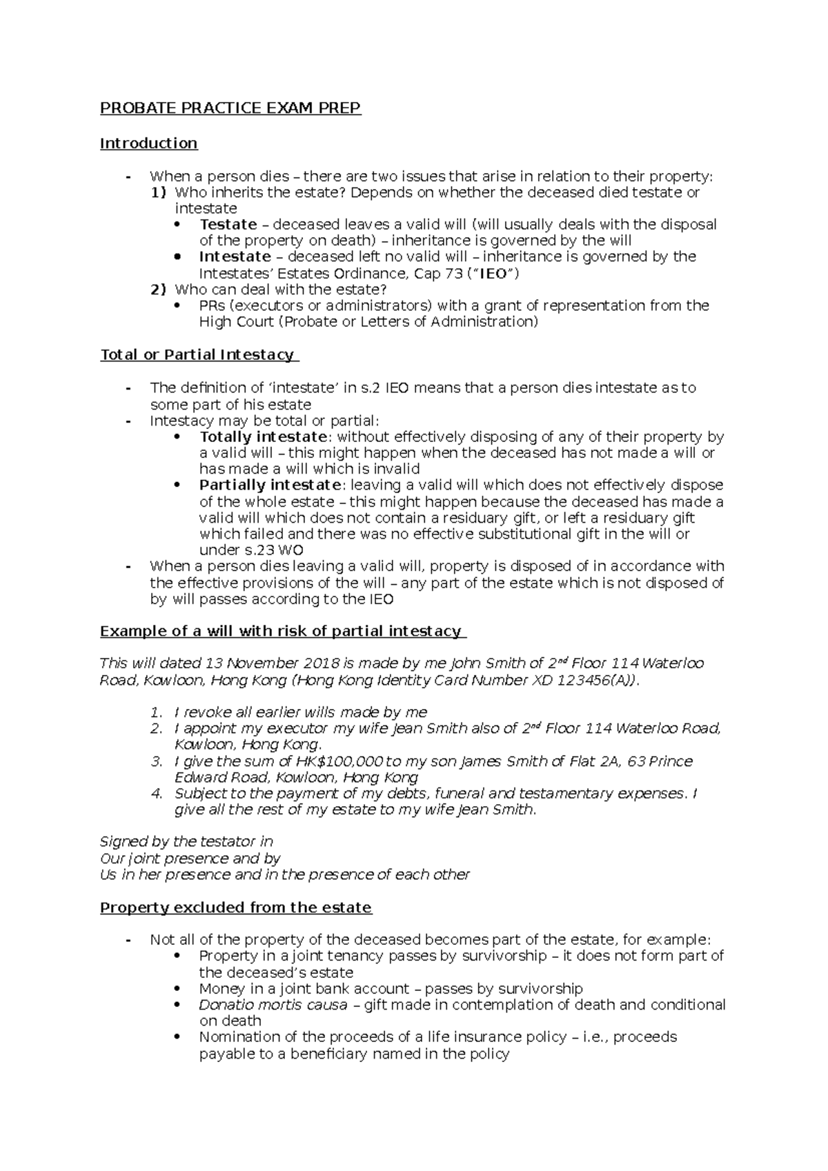 Probate Practice Exam Prep - PROBATE PRACTICE EXAM PREP Introduction ...