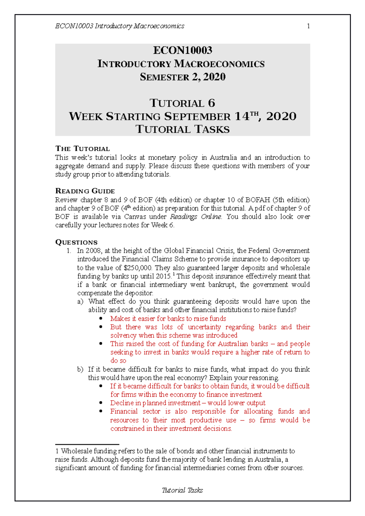 T6 Intutorial 2020 Intro Macro Tutorial 6 Sheet Filled In Econ10003