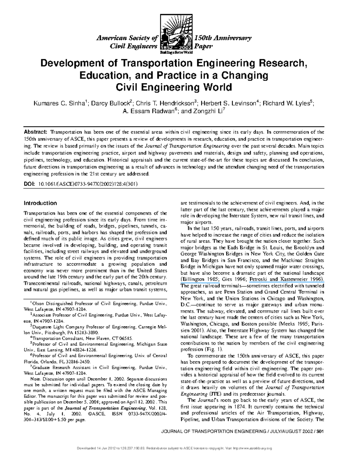 Introduction to transport engineering - Development of Transportation ...