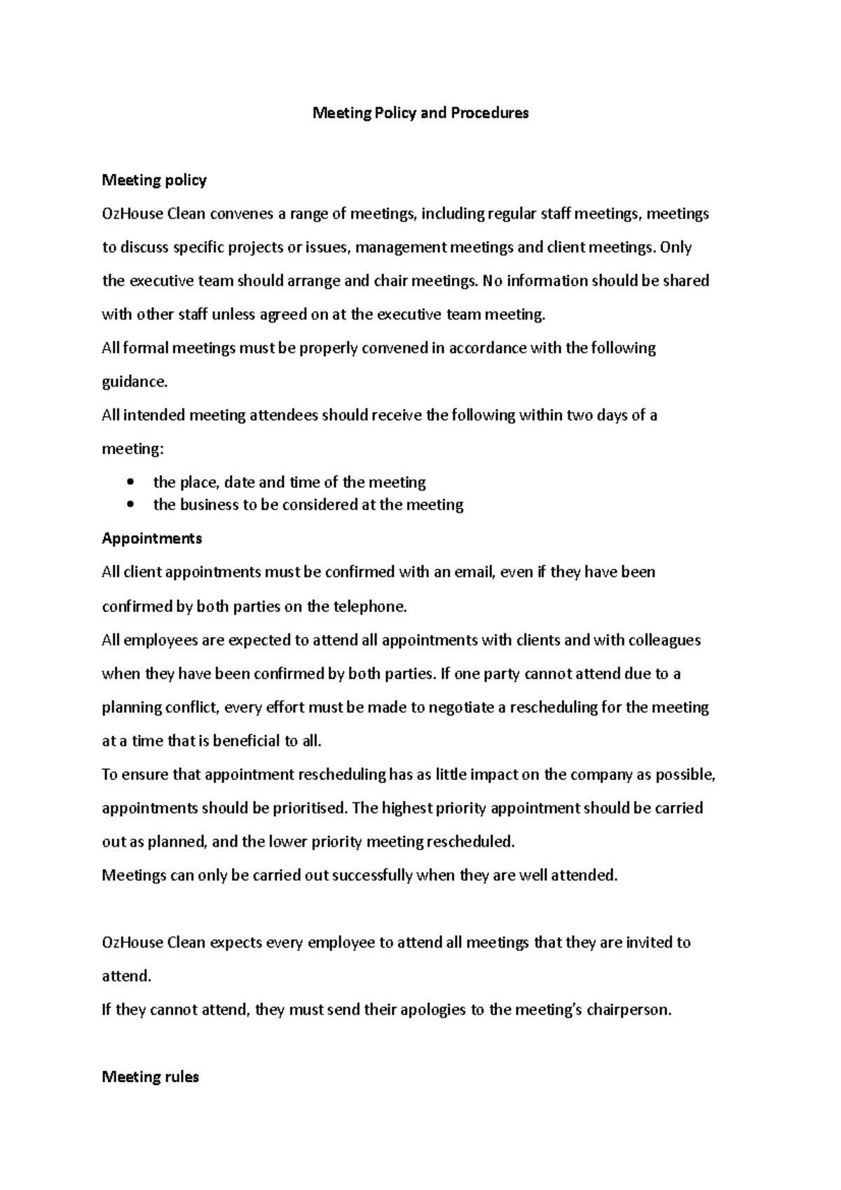 Meeting Policy and Procedures - Meeting Policy and Procedures Meeting ...