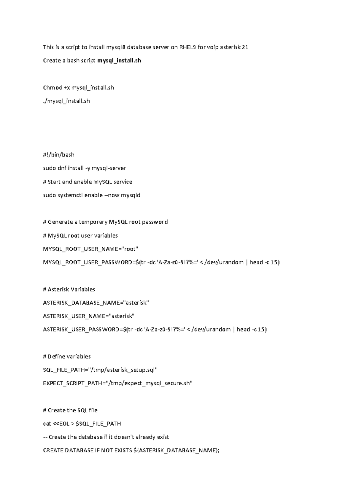 Mysql Script This Is A Script To Install Mysql8 Database Server On 8519