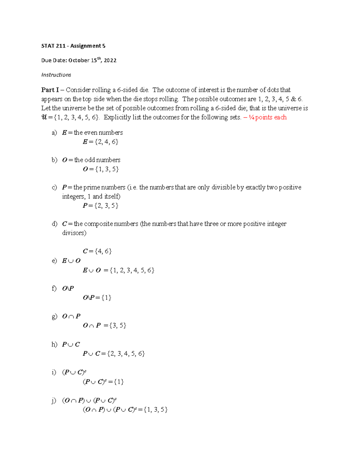 Assignment 5 - Solutions - STAT 211 - Assignment 5 Due Date: October ...