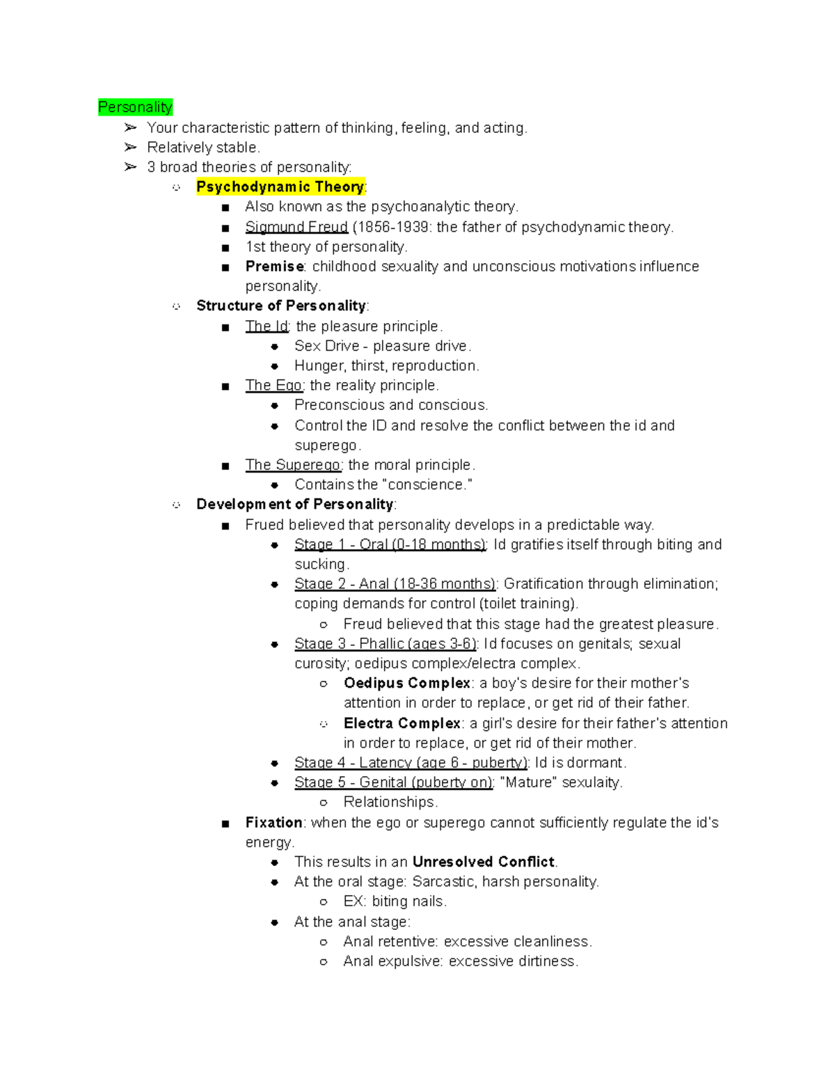 Personality Lecture - Personality Your characteristic pattern of ...