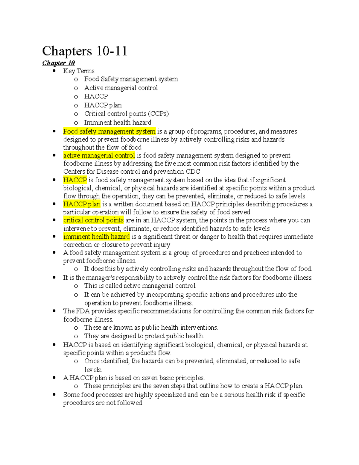 Chapters 10-11 - Professor Koster - Chapters 10- Chapter 10 Key Terms o ...