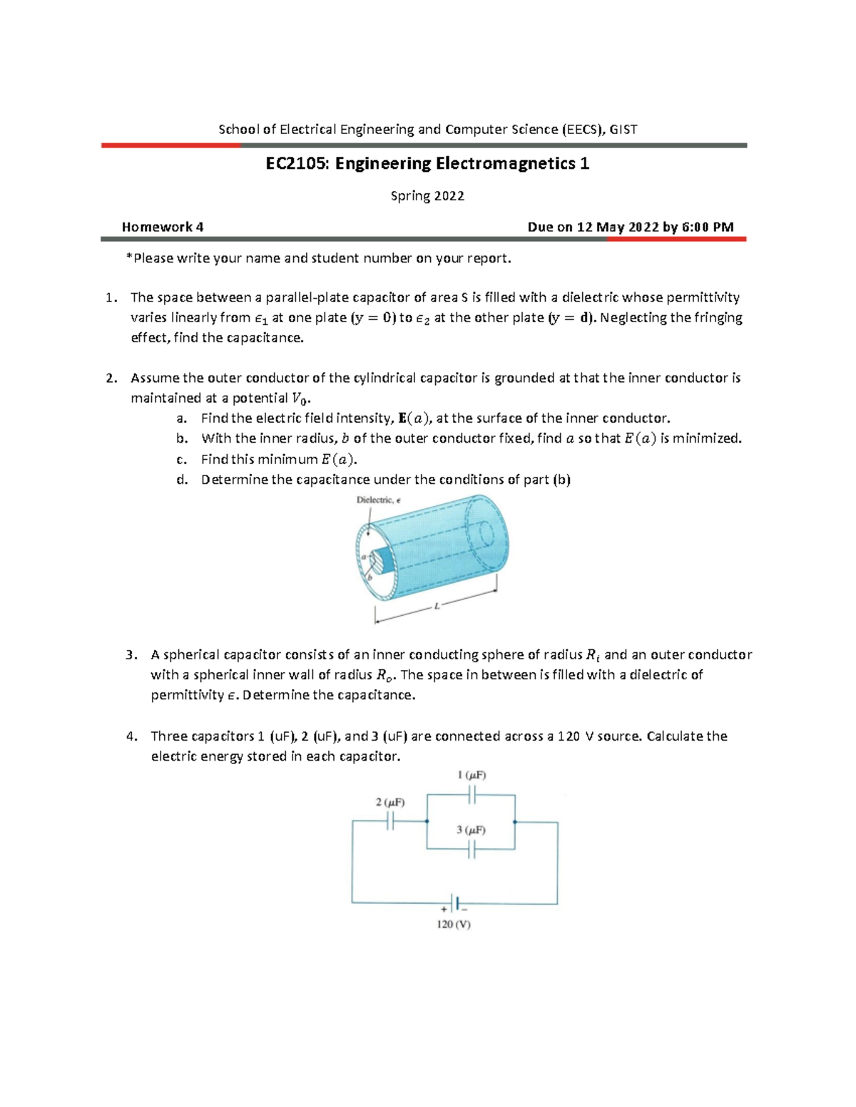 EC2105 HW4 homwork - School of Electrical Engineering and Computer Science (EECS), GIST EC2105 ...