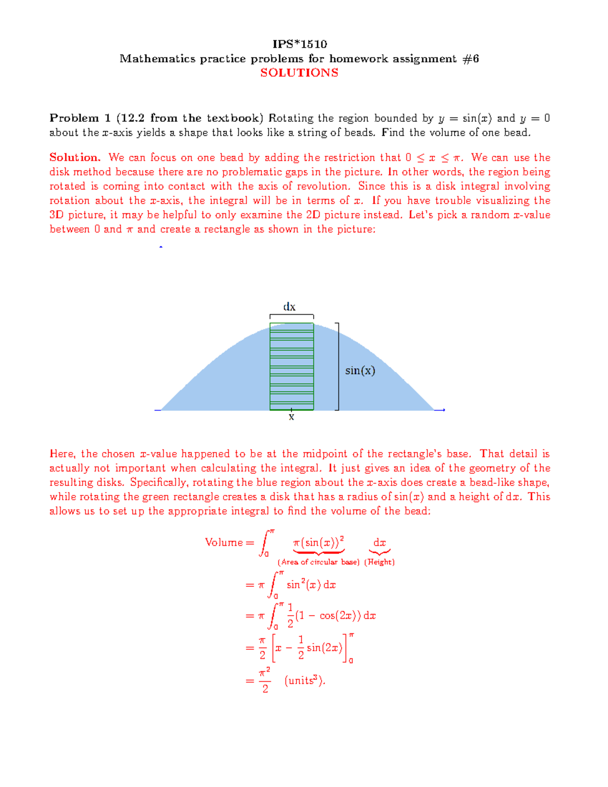 IPS1510 math hw6 practice solutions - IPS* Mathematics practice problems for homework assignment ...