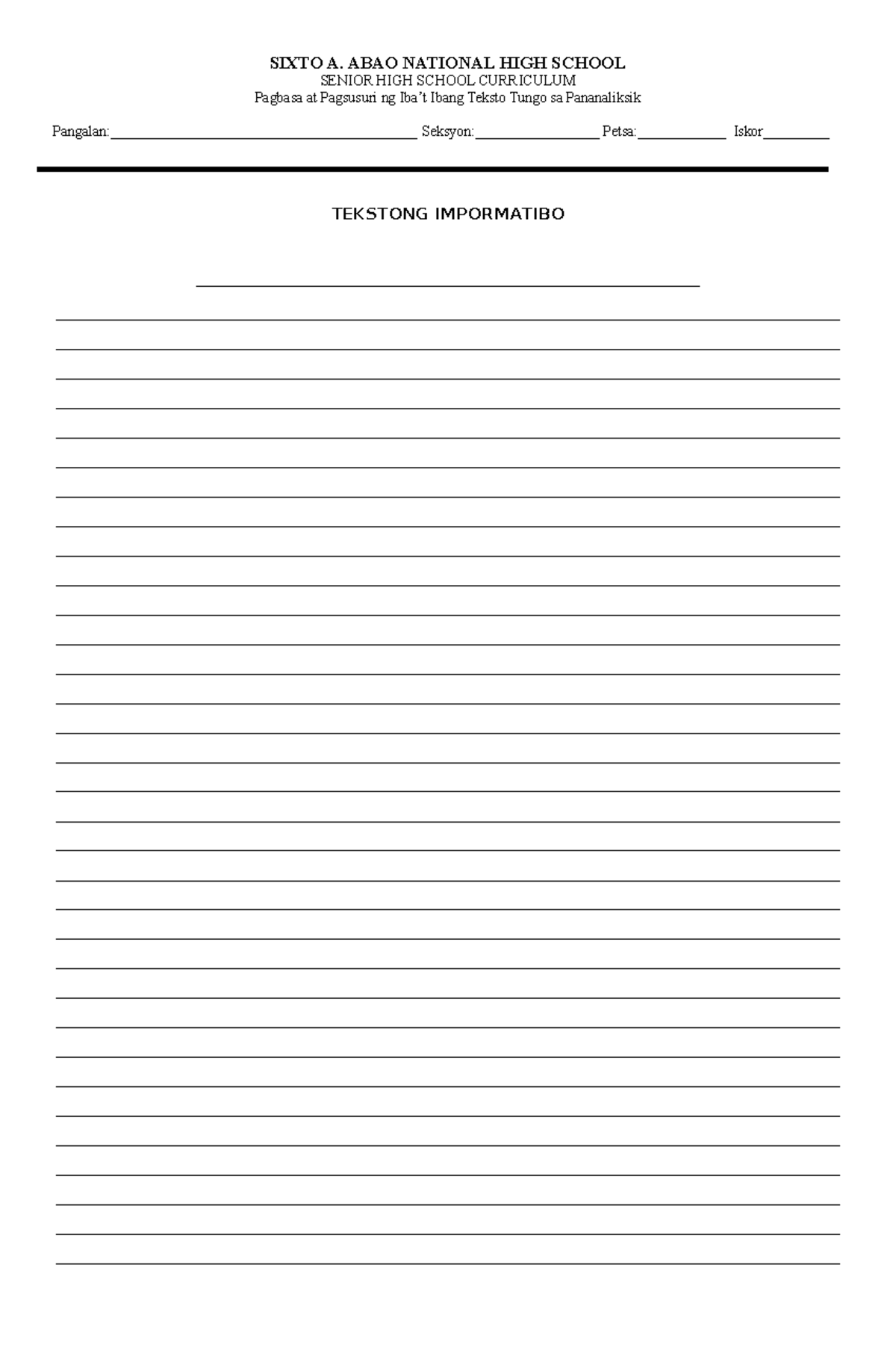 Activity-Sheet Pagbasa-at-Pagsulat - SENIOR HIGH SCHOOL CURRICULUM ...