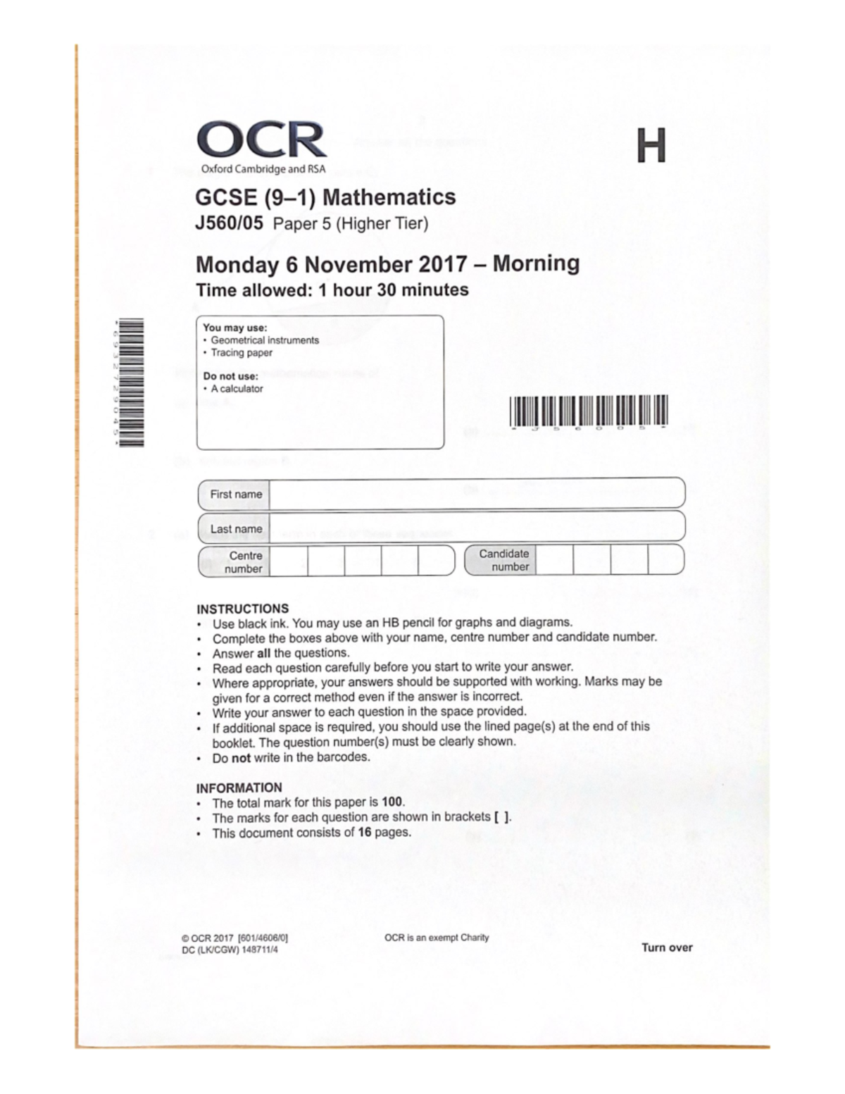 OCR Nov 2017 Paper 5 - math lecture notes and practice material and ...