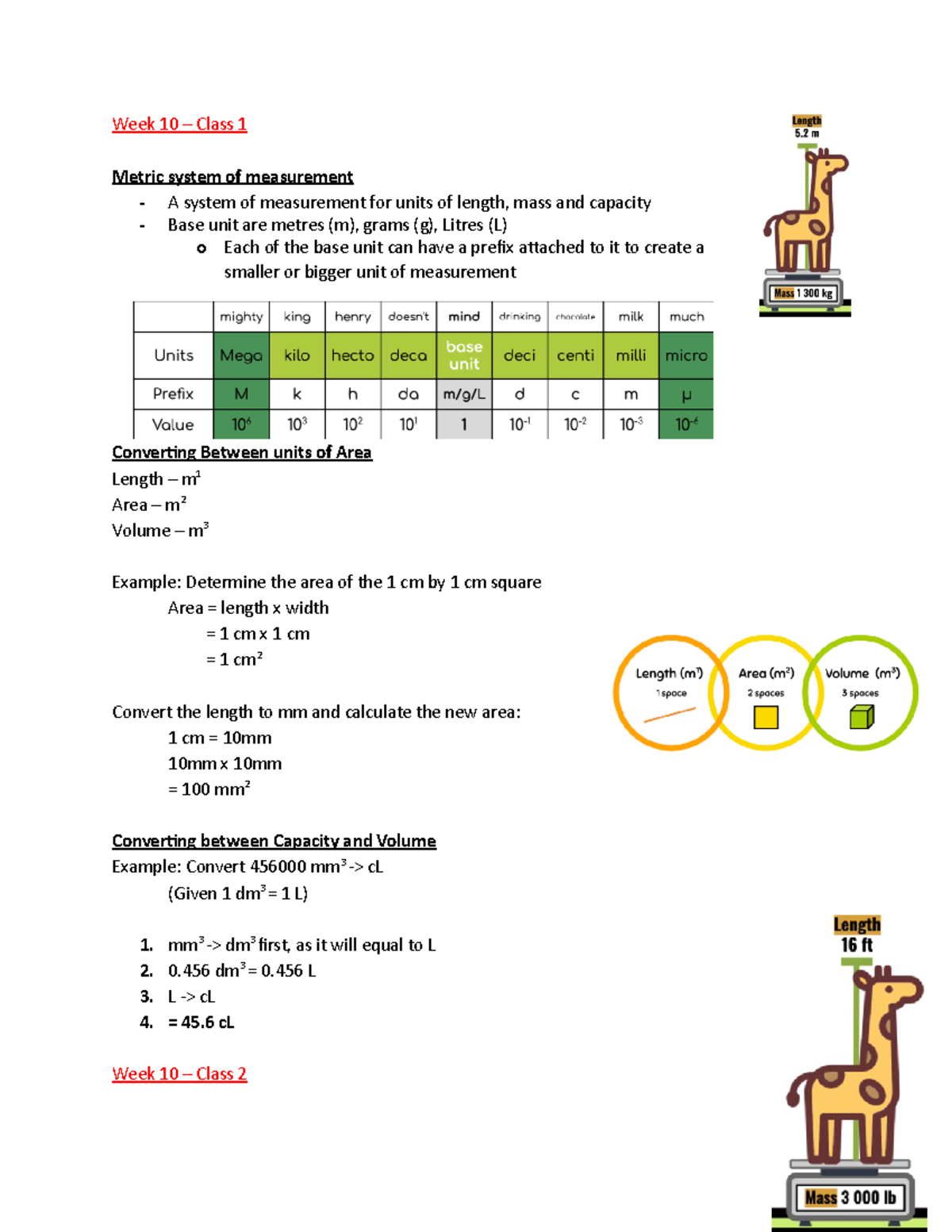 Chapter 10 - Metric system/ converting - Week 10 – Class 1 Metric ...