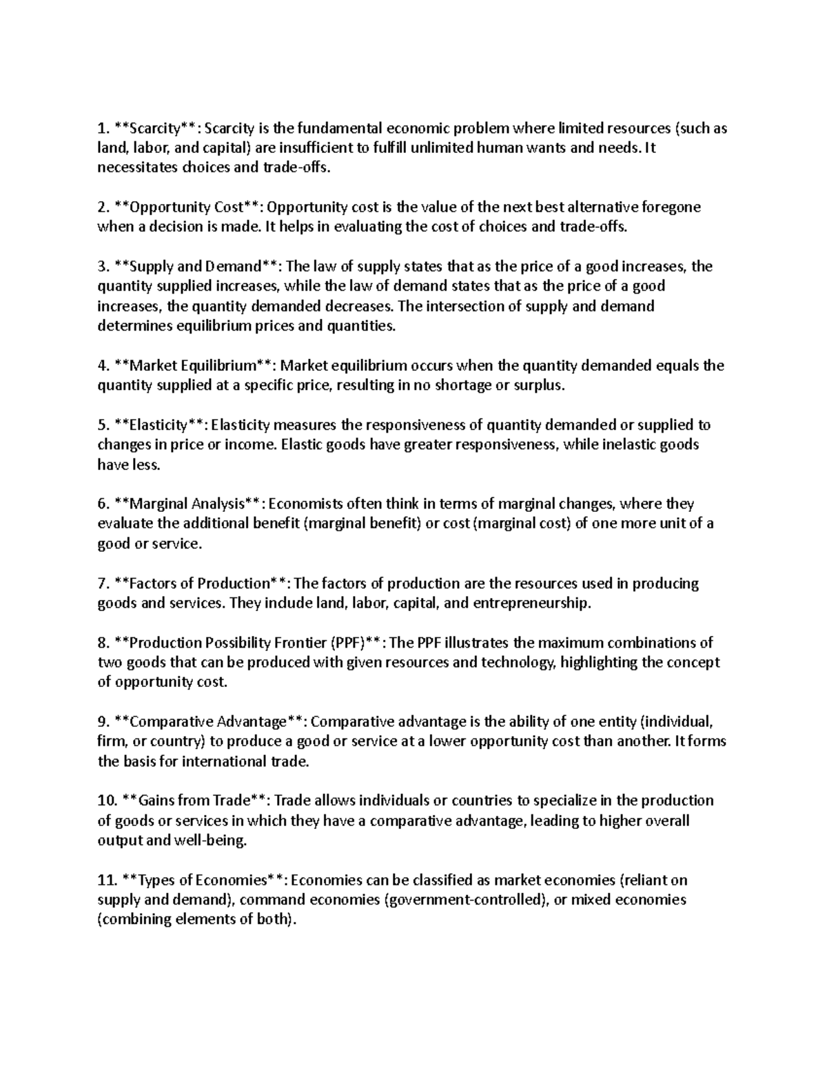 Principles and concepts in economics - Scarcity: Scarcity is the ...