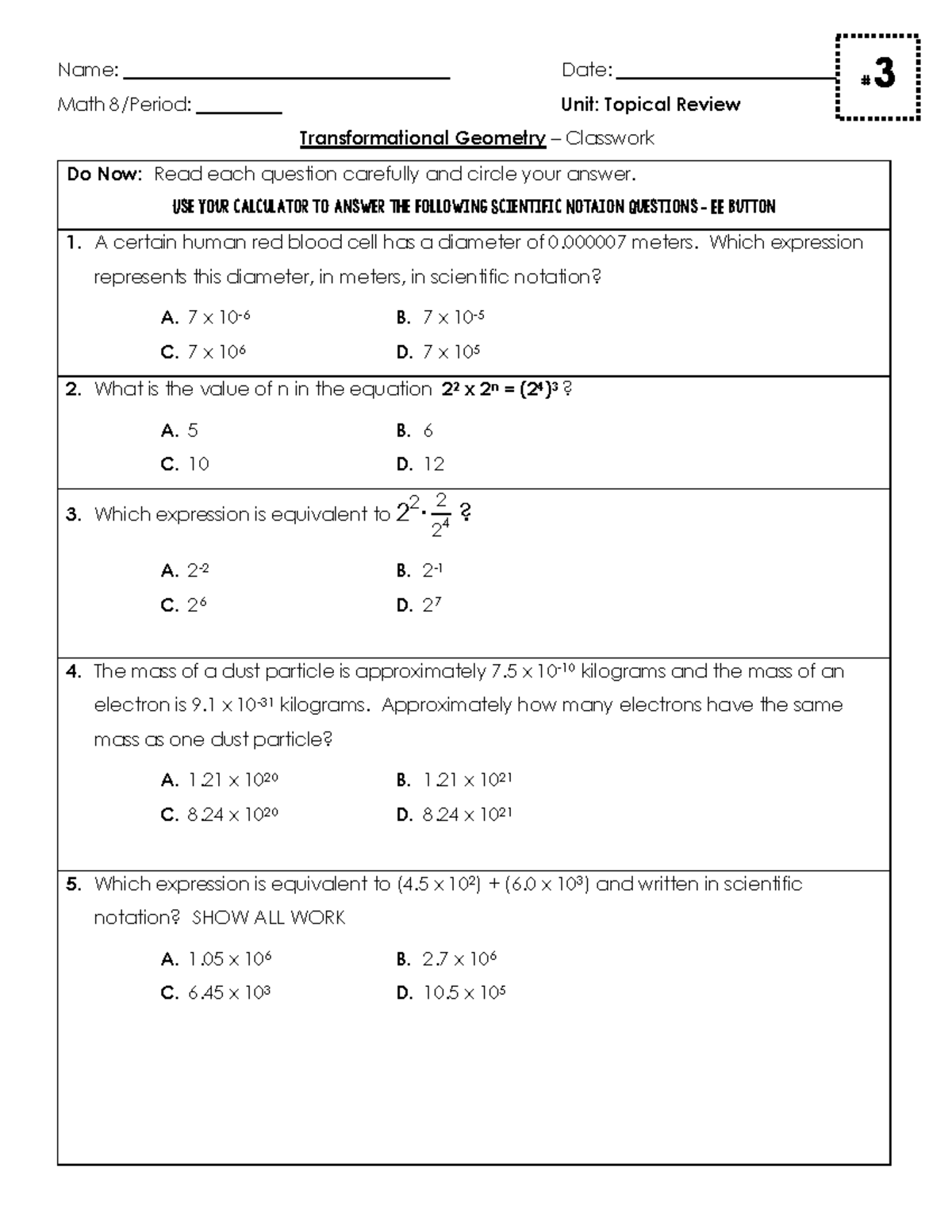 Neil Curtis - Day 3 - Transformational Geometry - Name: Date: Math 8 ...