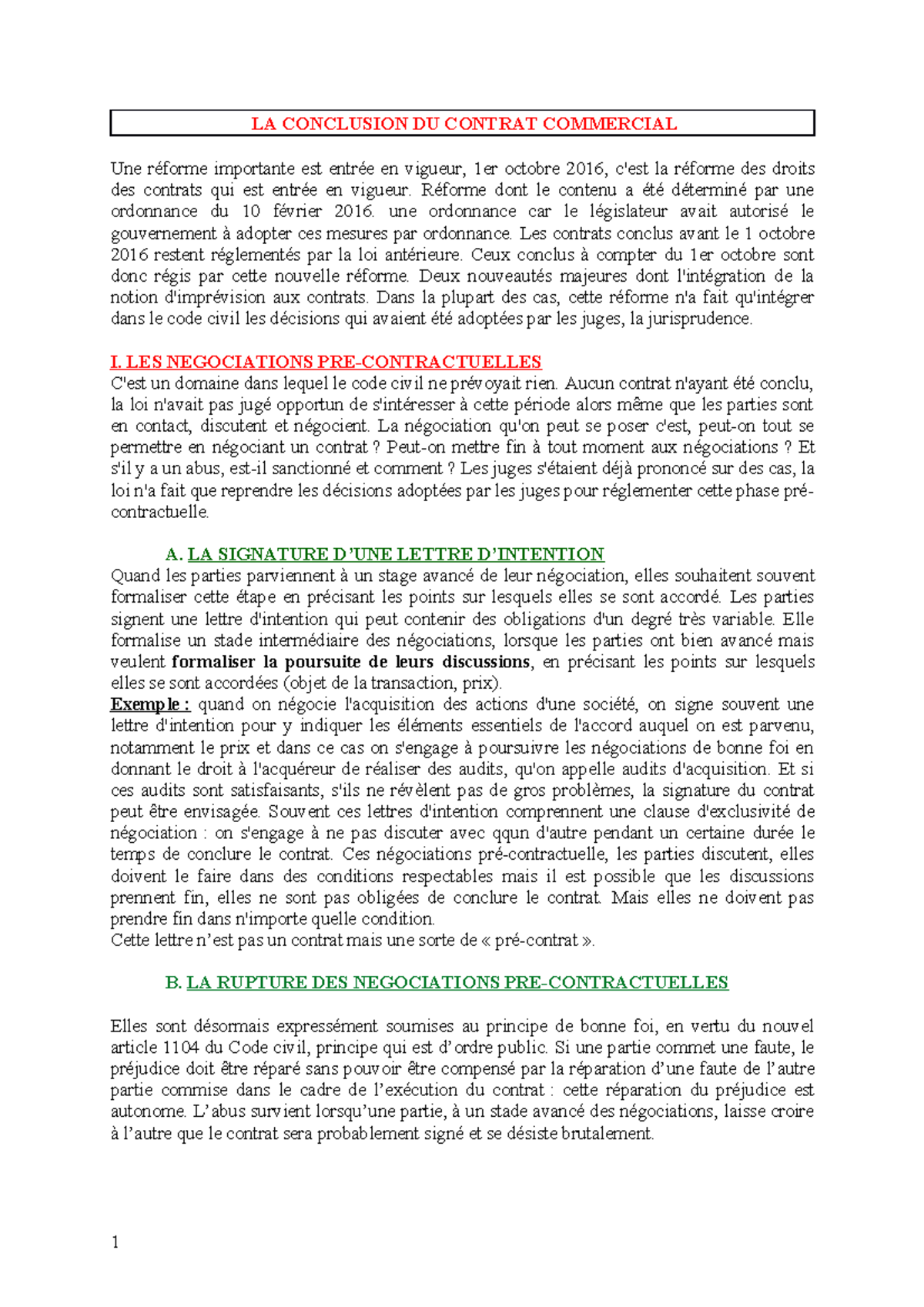 6. Contrat commerciel - conclusion du contrat - LA CONCLUSION DU ...