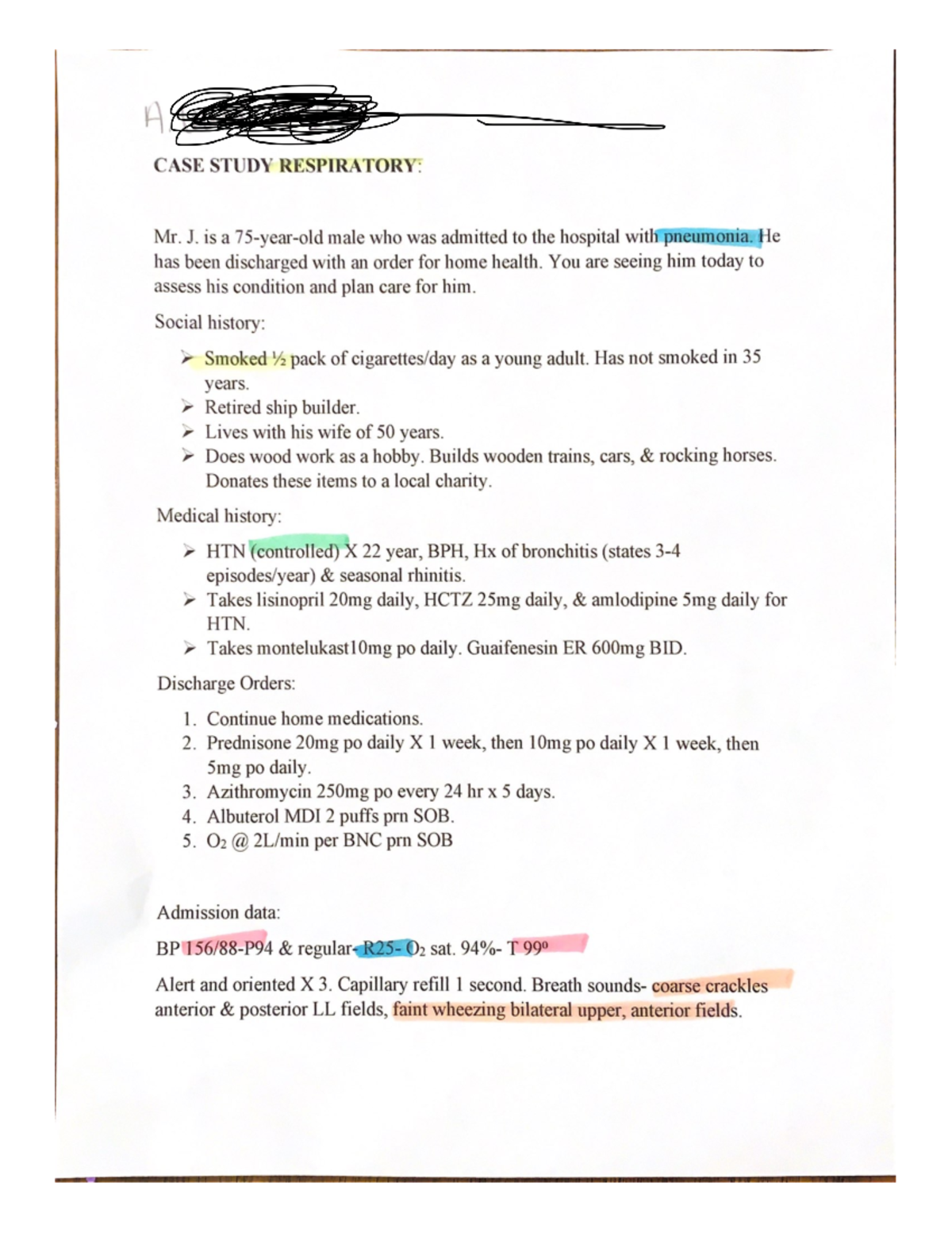CASE Study Respiratory - NUR 310 - Studocu