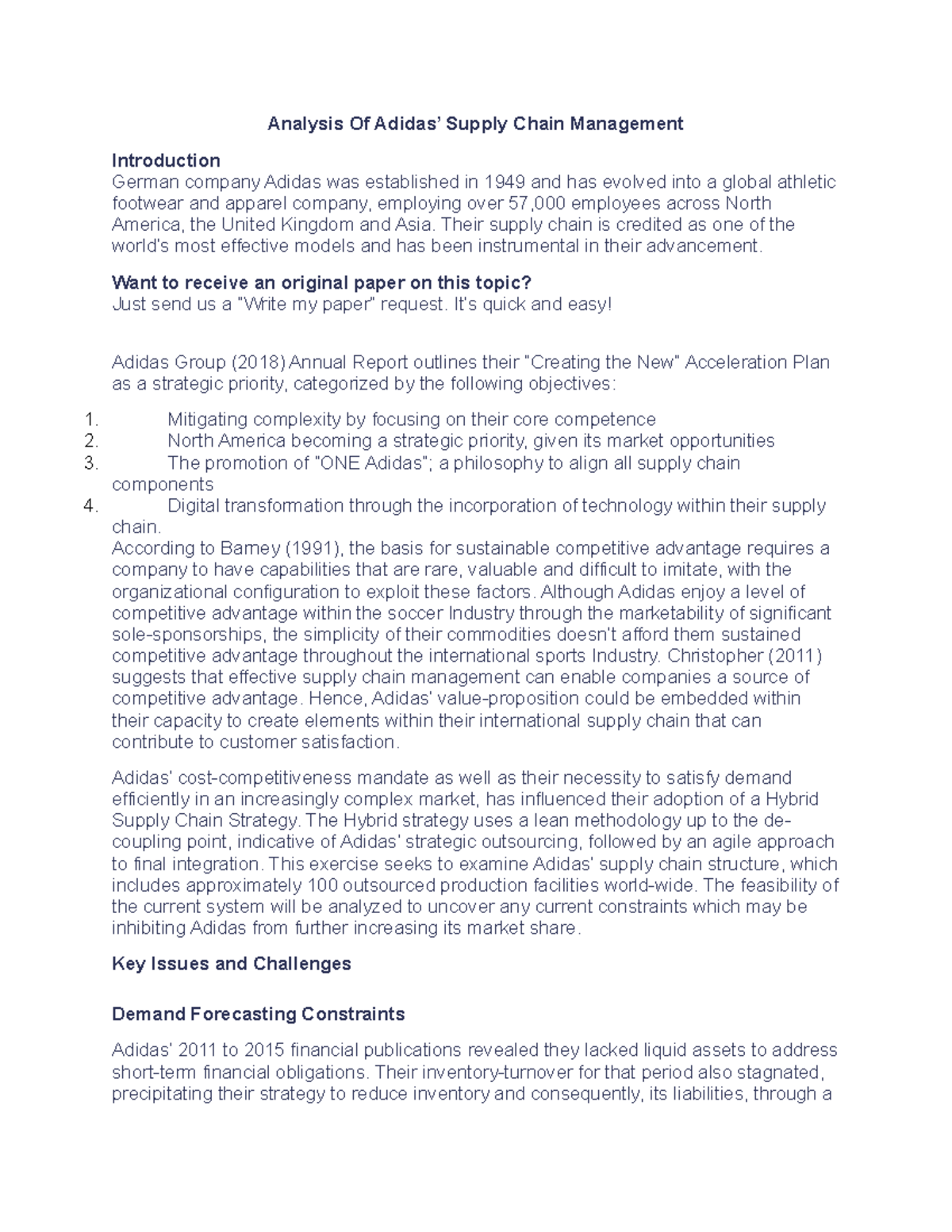 Critical Analysis of Adidas Supply Chain Management - Teching ...