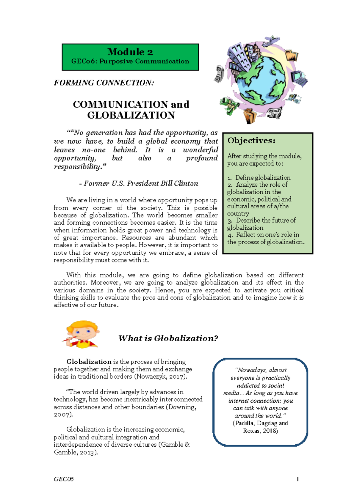 GEC06. Module-2 Communication and Globalization - FORMING CONNECTION: COMMUNICATION and - Studocu