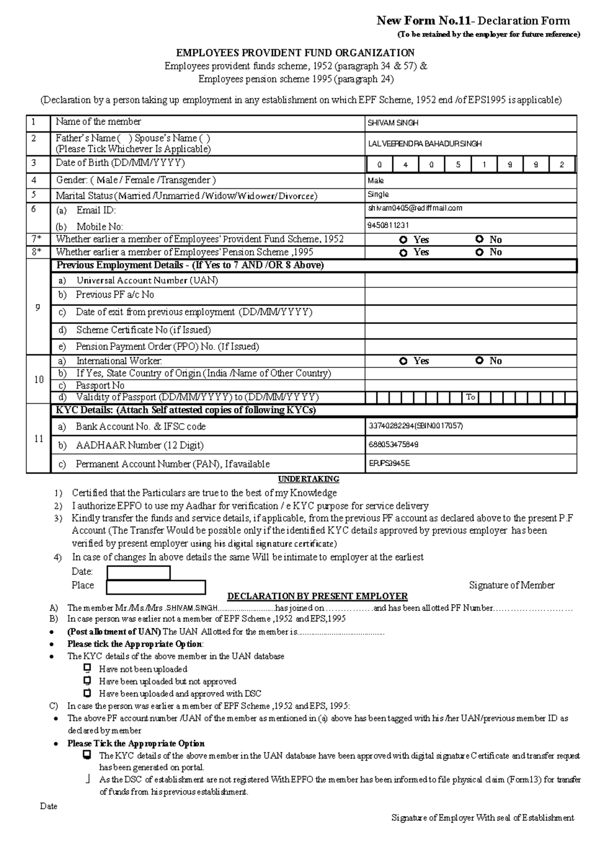 Form11 - VVVVVVVVVVV - New Form No- Declaration Form (To be retained by ...
