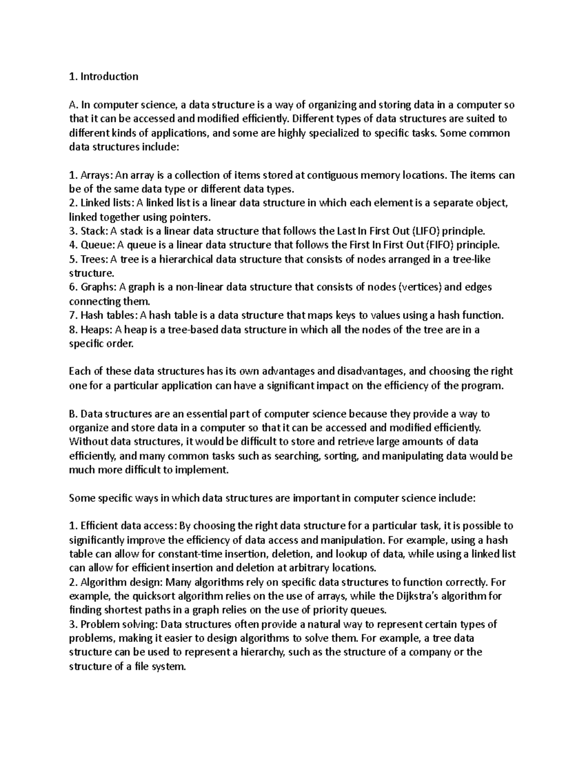 Data Structures - Introduction A. In computer science, a data structure ...