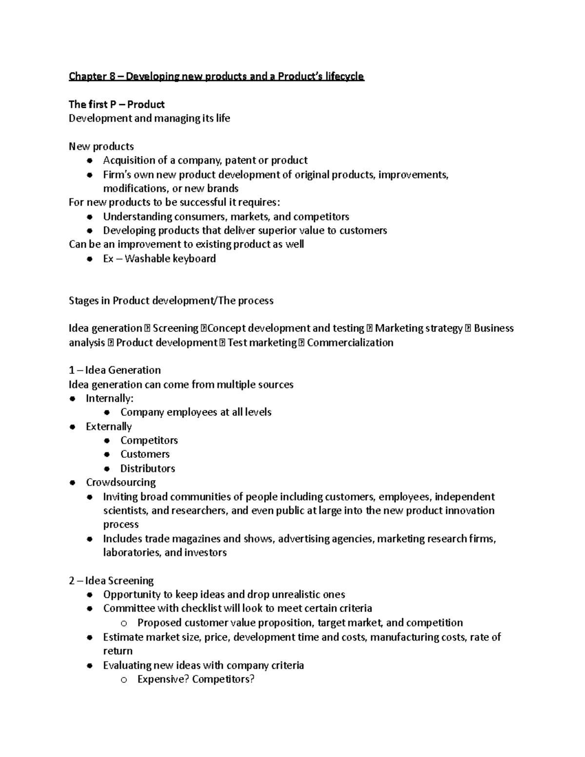 Chapter 8 part 1 - These notes provide a brief overview of product ...