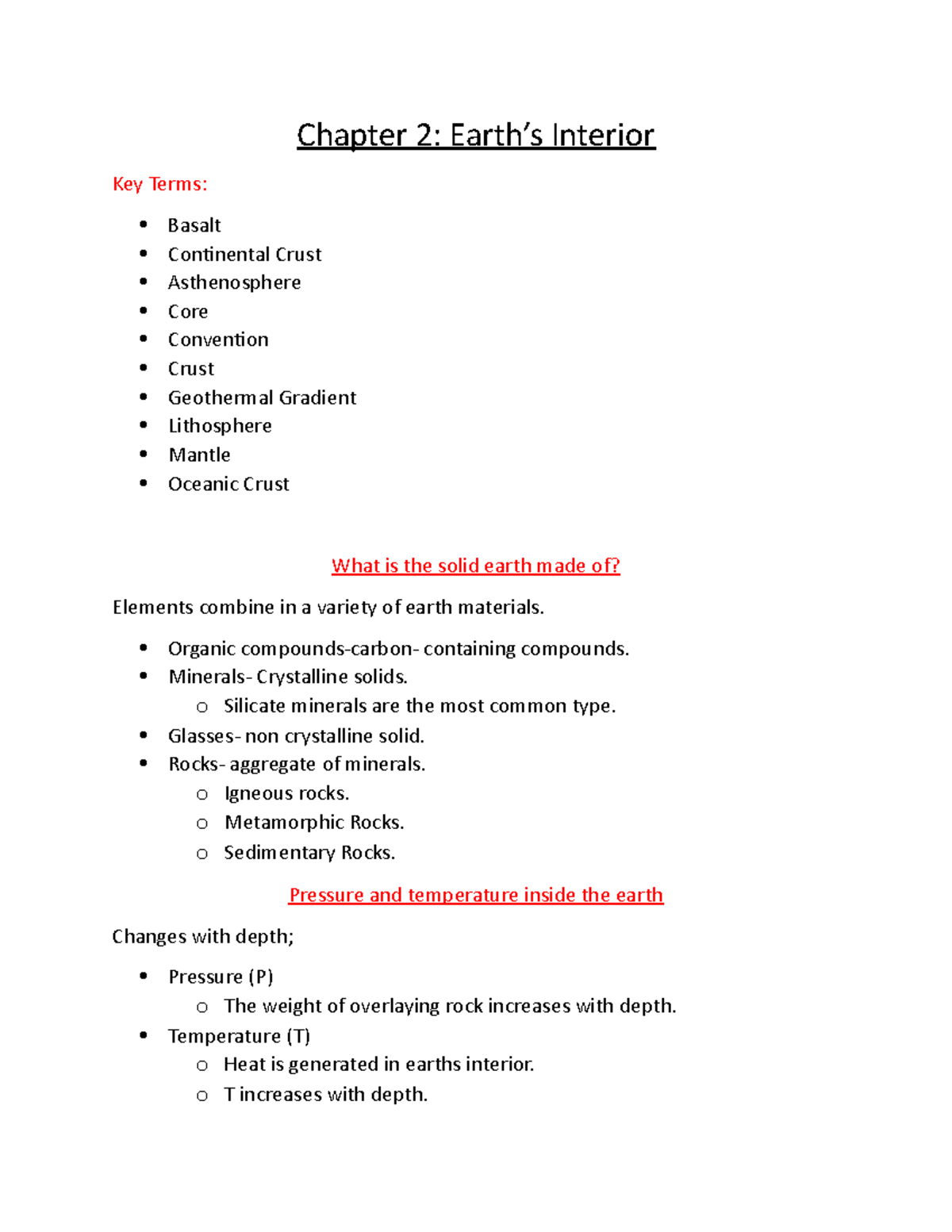 Earths interior - These notes will go over the layers of the earth and ...