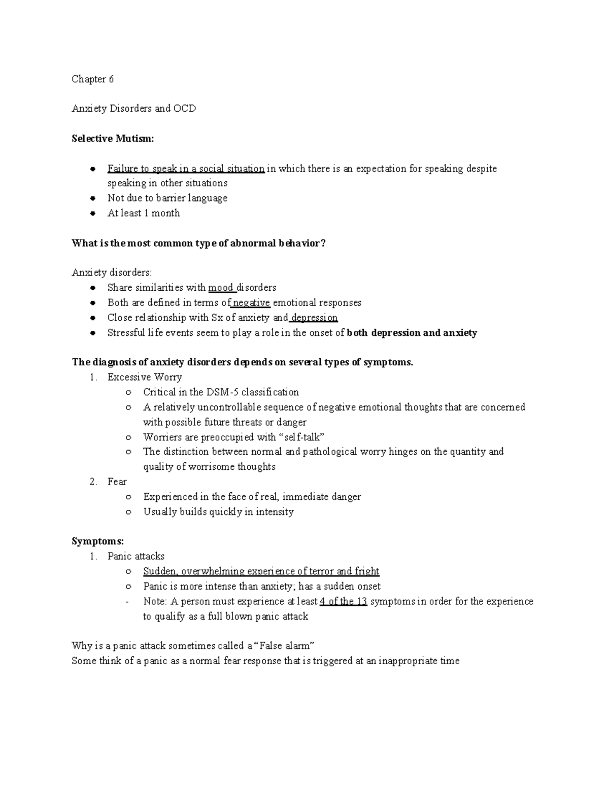 Chapter 6 Anxiety Disorders and OCD - Abnormal Psych - Chapter 6 ...