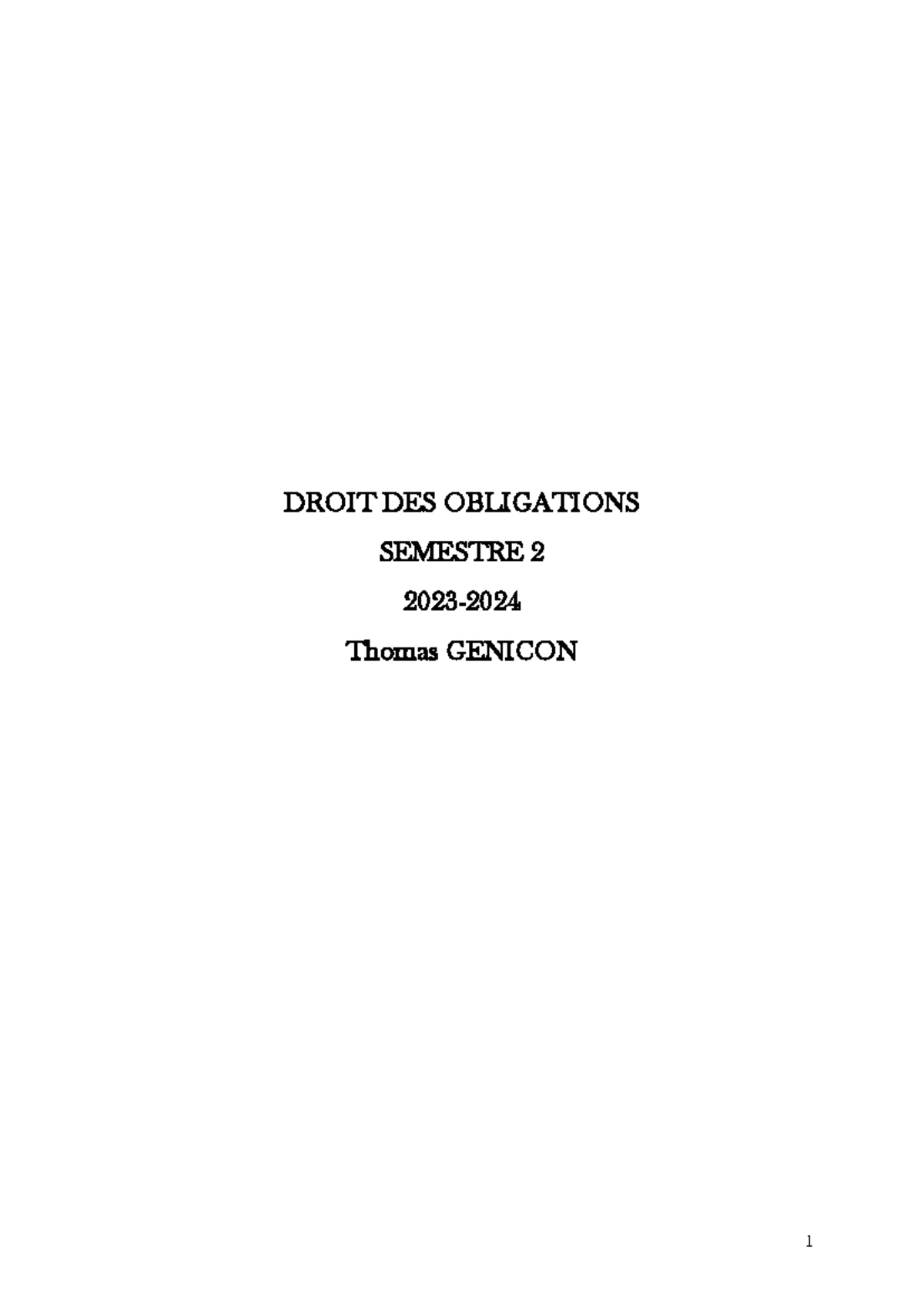Droit Civil L2S2 pdf - DROIT DES OBLIGATIONS SEMESTRE 2 2023 - 2024 ...