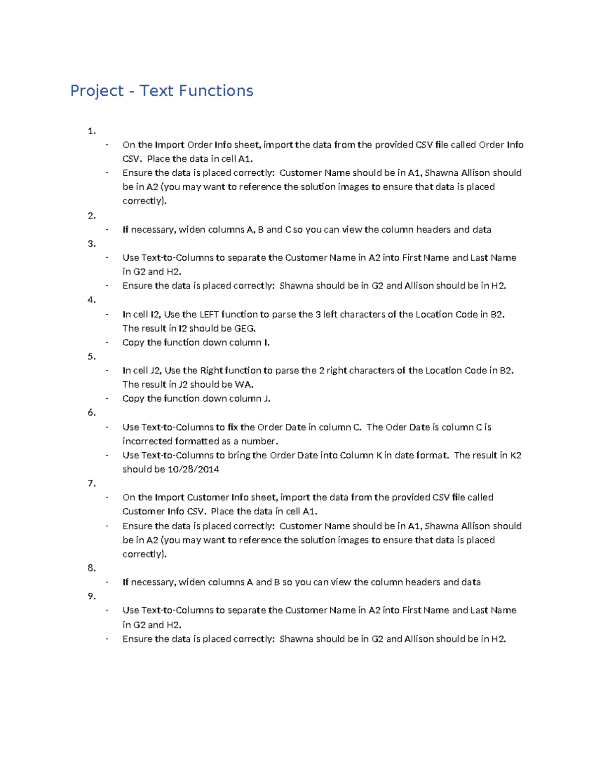 Project - Text Functions Instructions - Project - Text Functions 1 ...