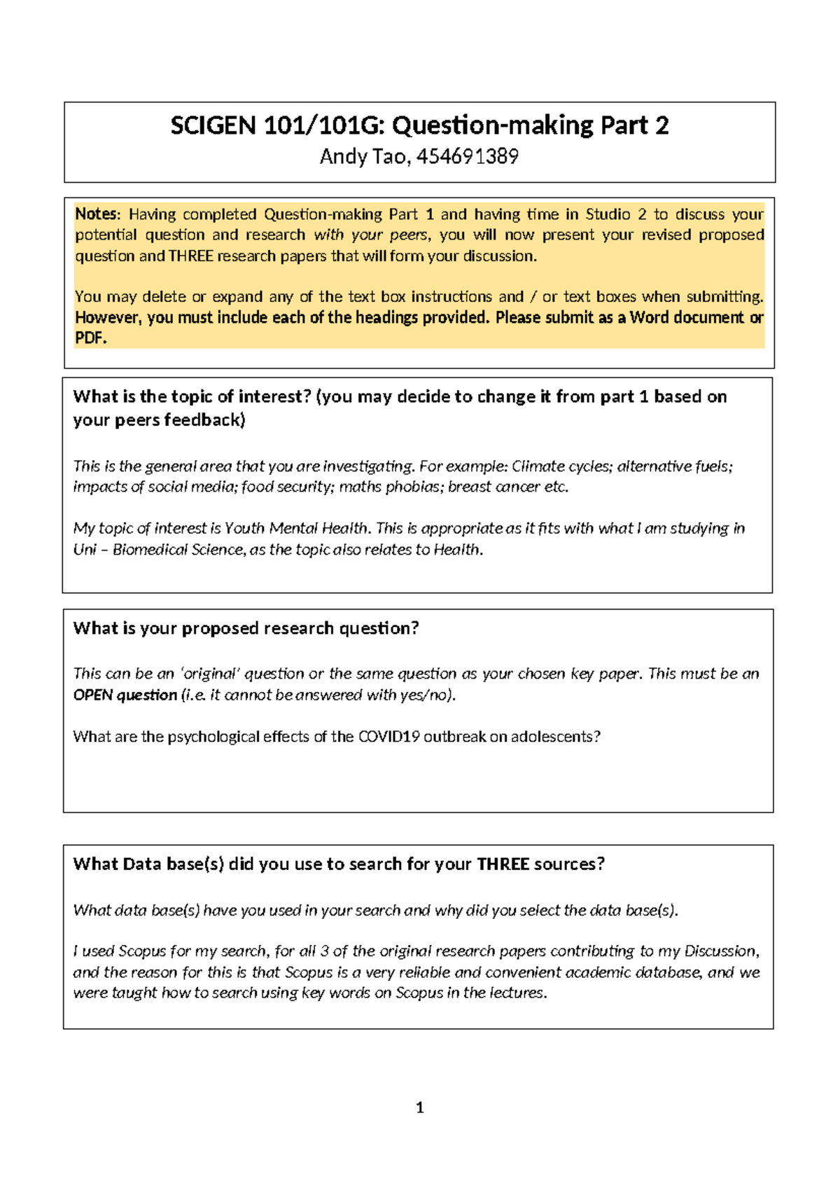 Scigen 101 Question-making Part 2 Templatev 2 - 1 SCIGEN 101/101G ...