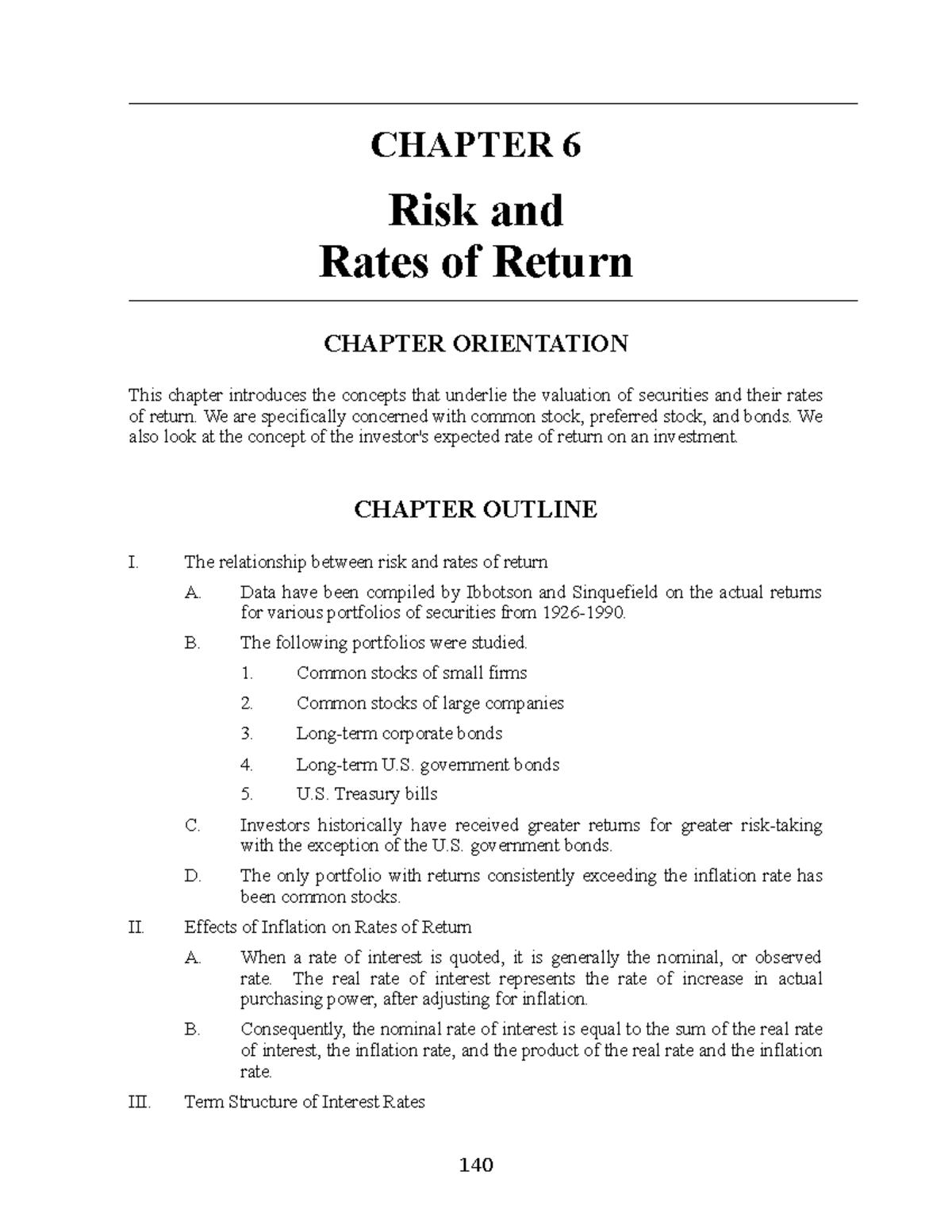 Chapter 06 - CHAPTER 6 Risk and Rates of Return CHAPTER ORIENTATION ...