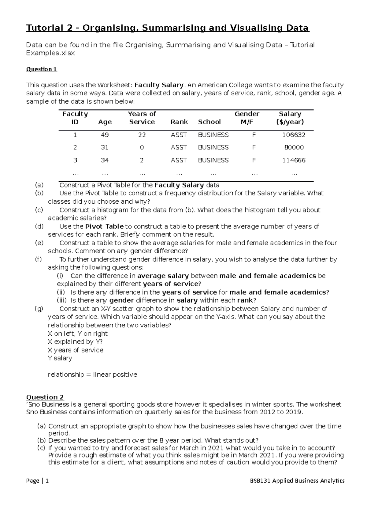 T2 organising, summarising and visualising data - Tutorial 2 ...
