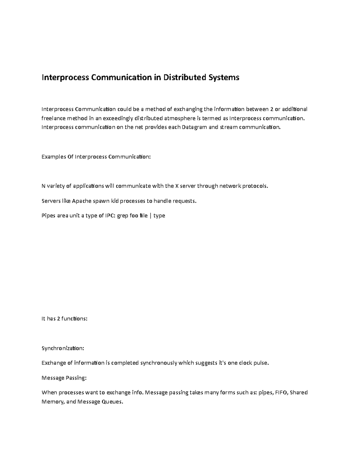 Interprocess Communication in Distributed Systems.docx - Interprocess ...