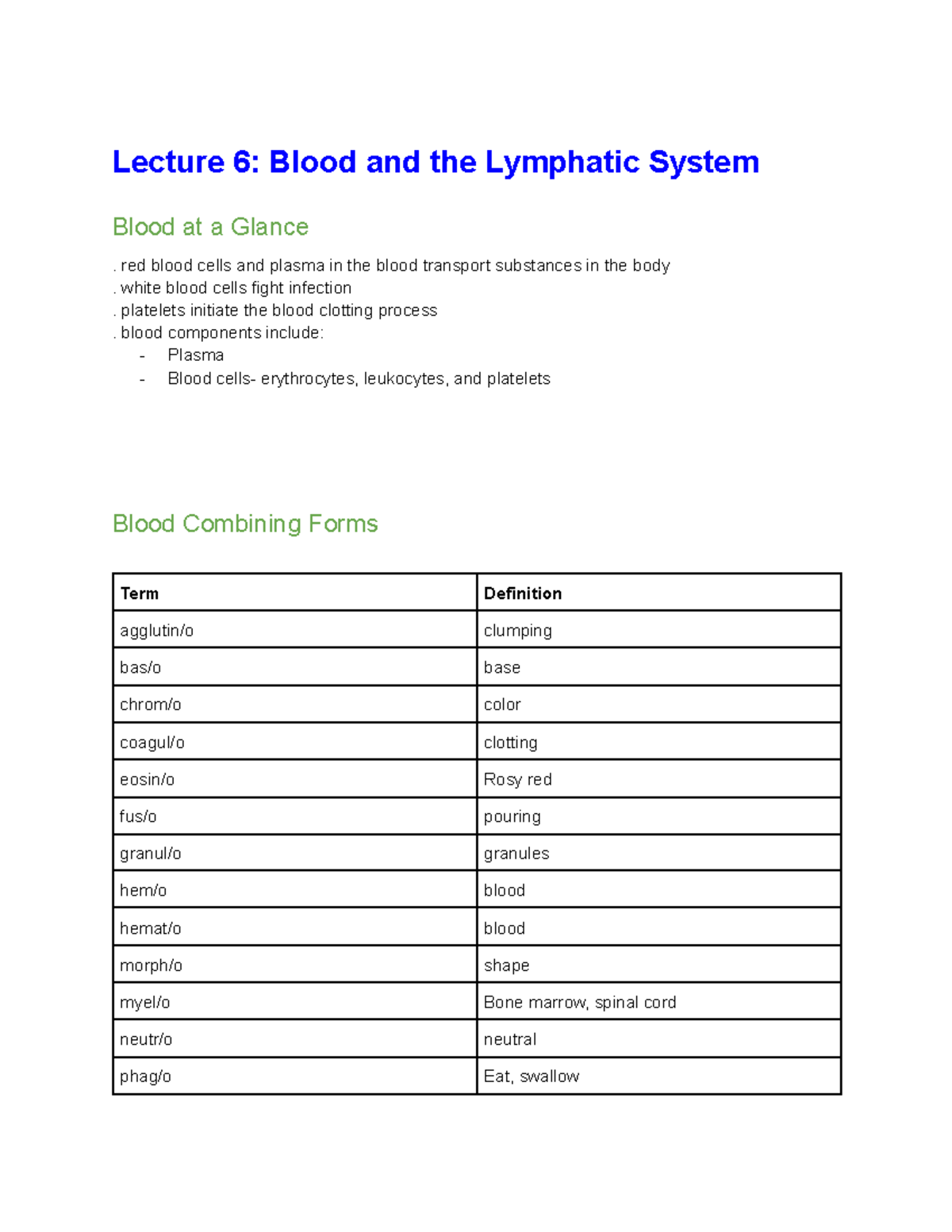 Med term 6 - medical terminology of blood and lymphatic system ...