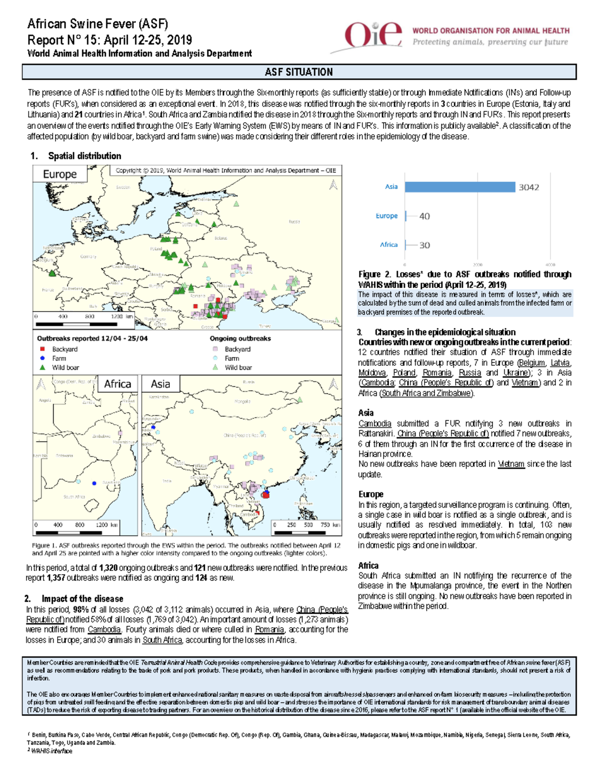 Report 15 Current situation of ASF - African Swine Fever (ASF) Report N ...