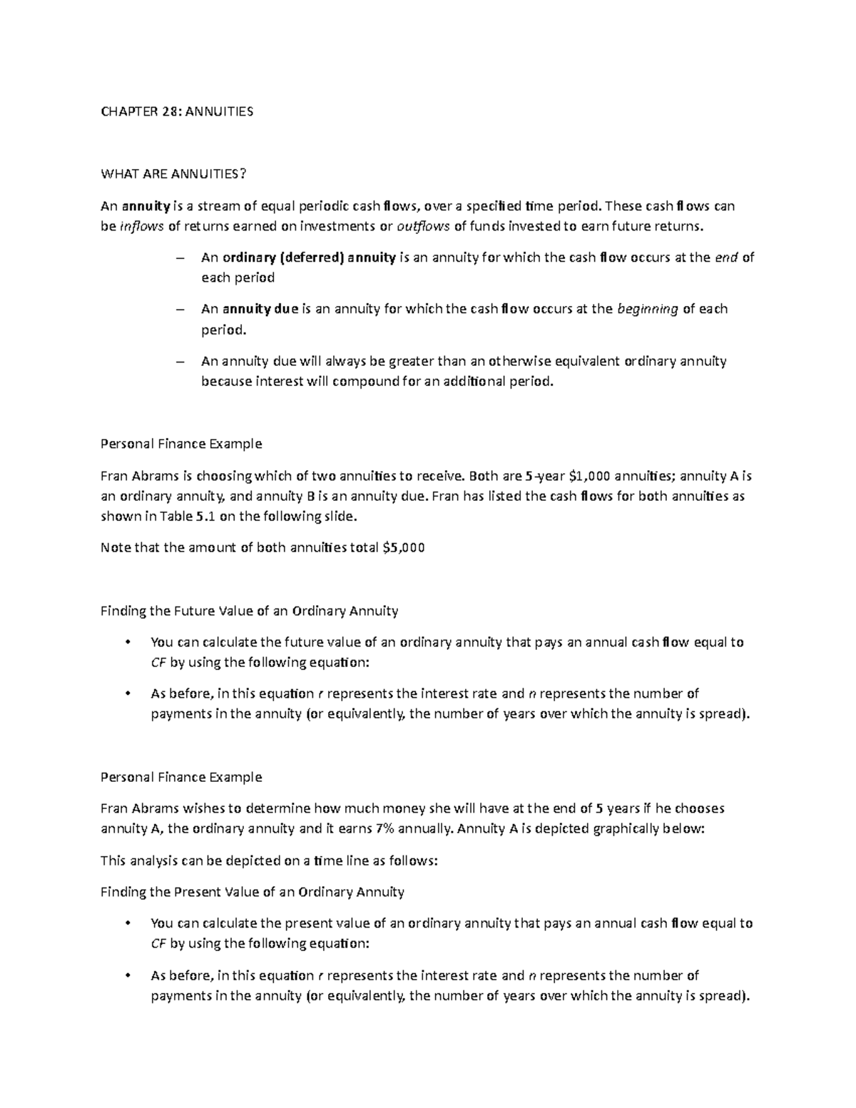 C28 Annuities - Annuity and Shortcut - CHAPTER 28: ANNUITIES WHAT ARE ...