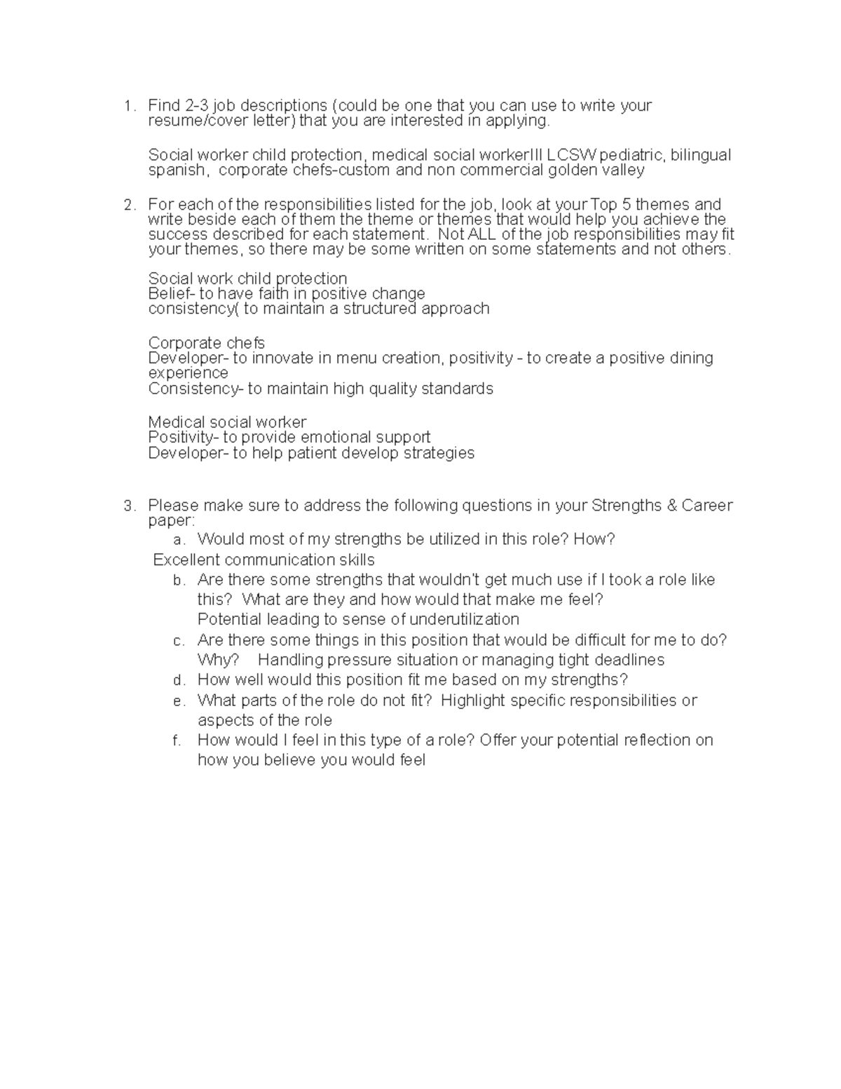 Relection 2 assignment - Find 2-3 job descriptions (could be one that ...