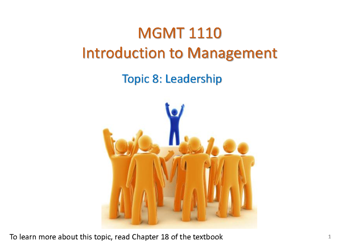 MGMT1110 Topic 8 leadership - Warning: TT: undefined function: 32 ...