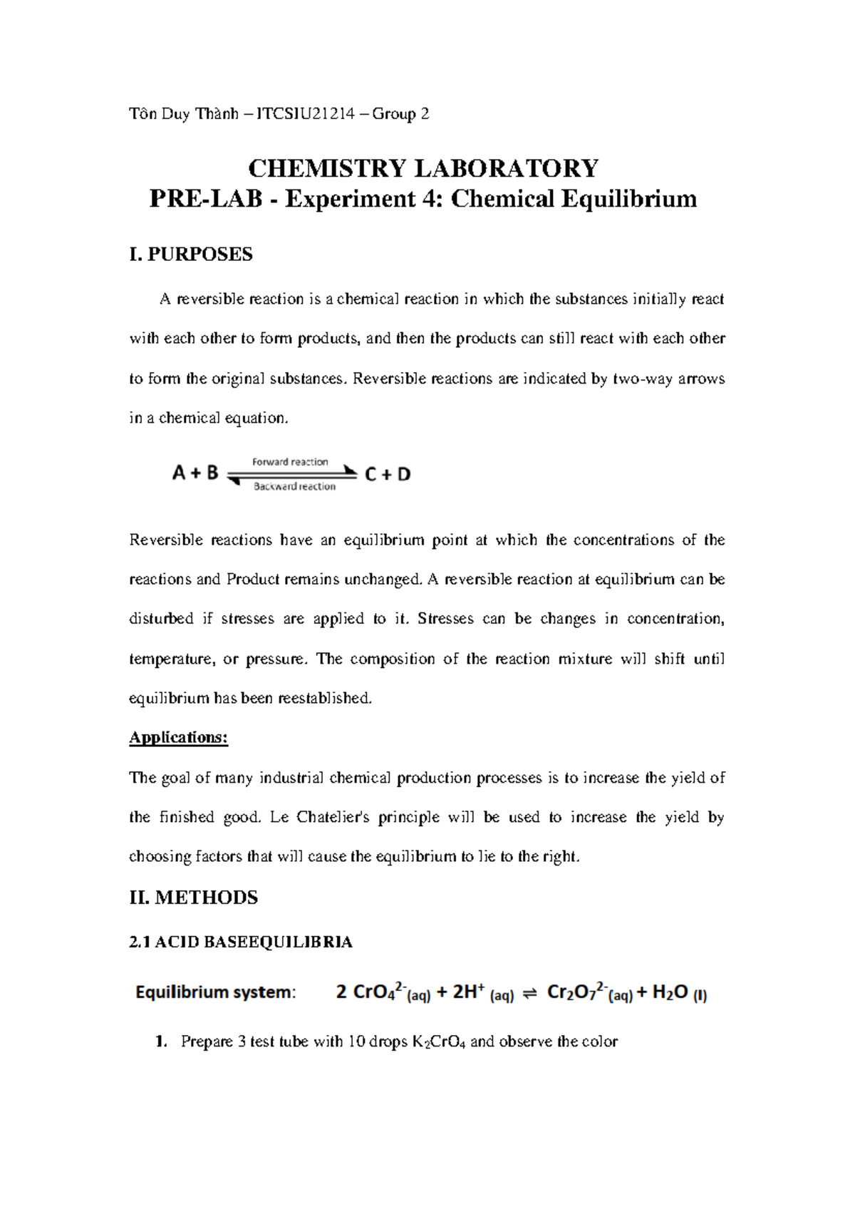 PRE-LAB-4 - Nope - Tôn Duy Thành – ITCSIU2 1214 – Group 2 CHEMISTRY ...