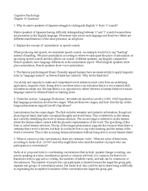 Chapter 12 - PSYC 3310 Cognitive Psychology - Prof. Dewey - PSYC 3310 - UNG - Studocu