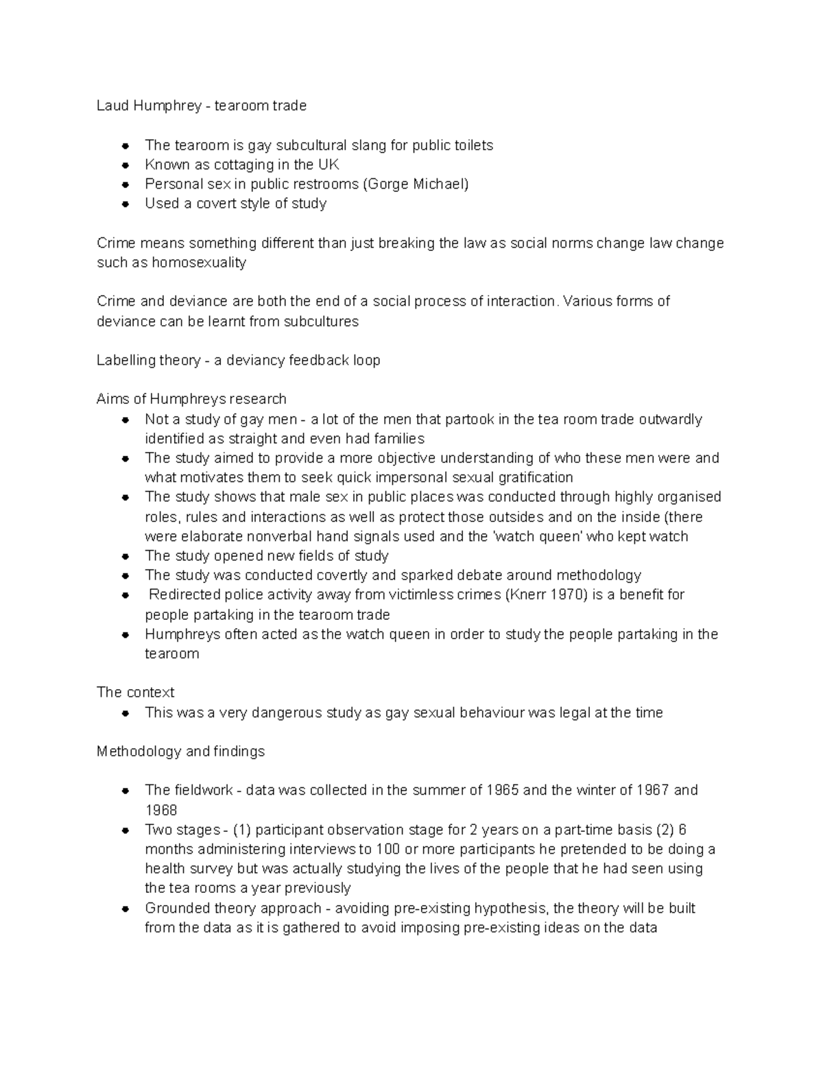 Intro to criminological theroy week 6 tea room traid - Laud Humphrey ...