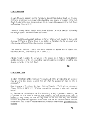 March test example of past paper questions - CRIMINAL PROCEDURE – LAWS ...