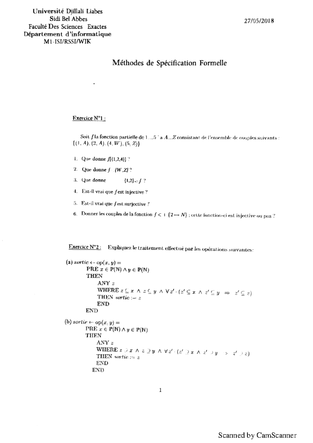 Specifications formelle - Méthodes de Spécification Formelle - Studocu