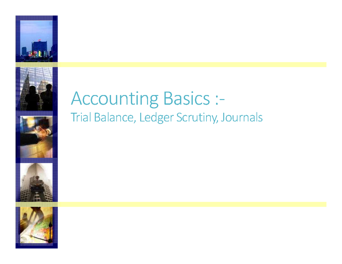 Basics of Accounting - Accounting Basics :- Trial Balance, Ledger ...