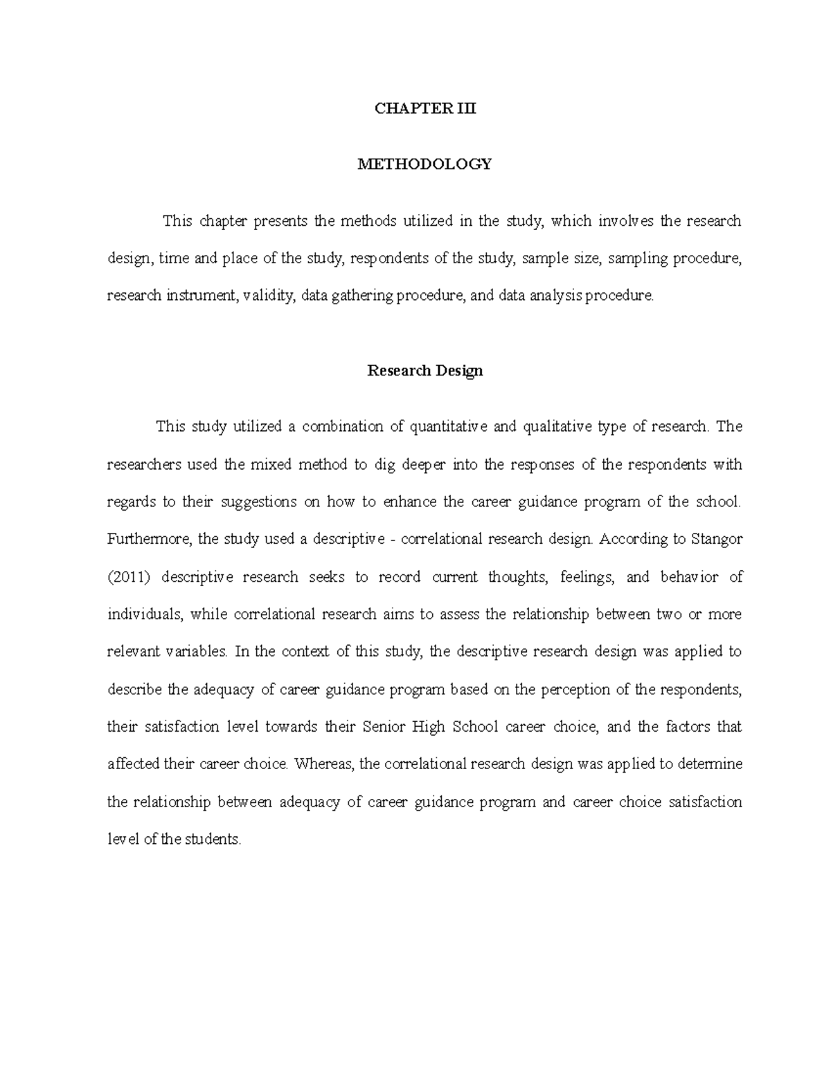 RESEARCH STUDY CHAPTER 3 METHODOLOGY - CHAPTER III METHODOLOGY This ...