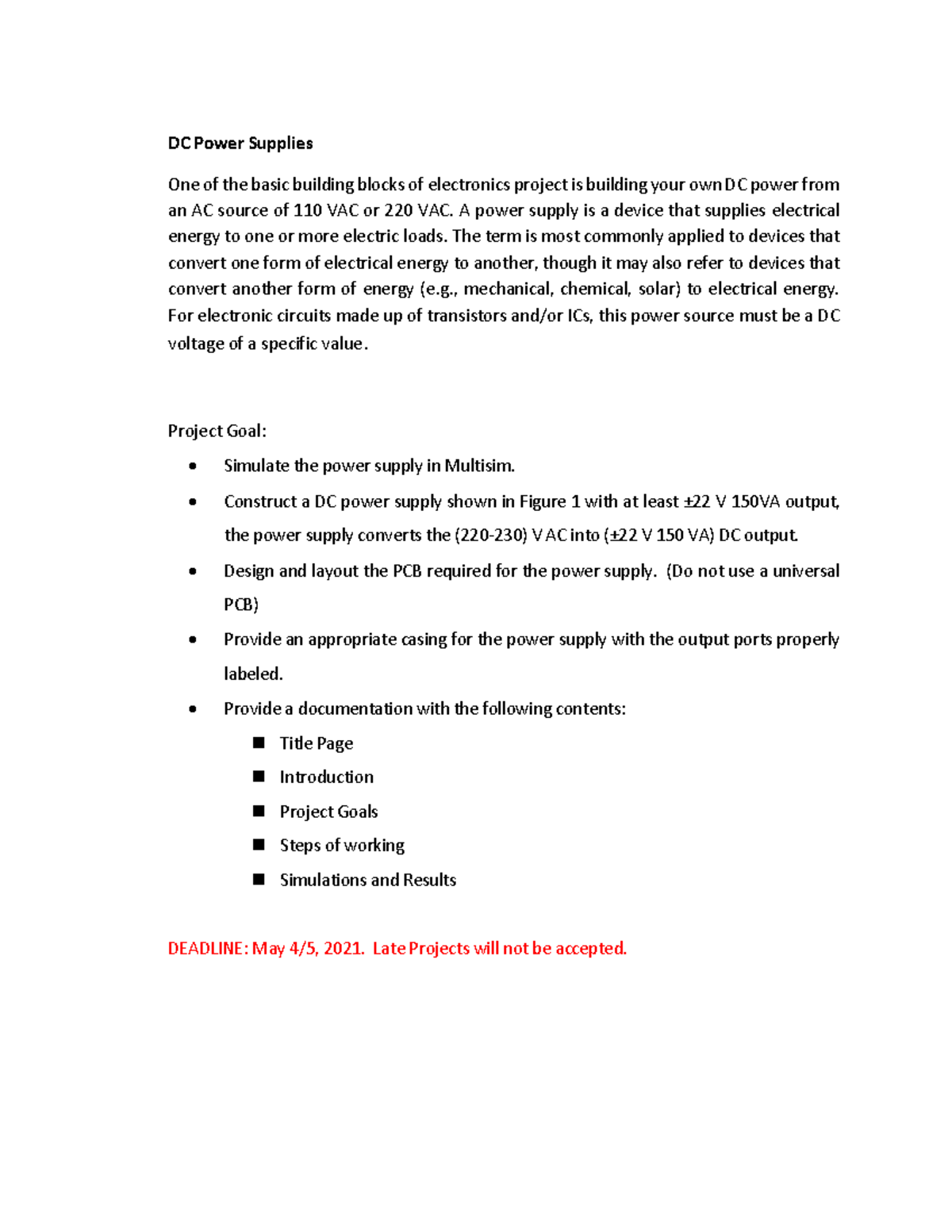 Midterm- Output Project - DC Power Supplies One of the basic building ...