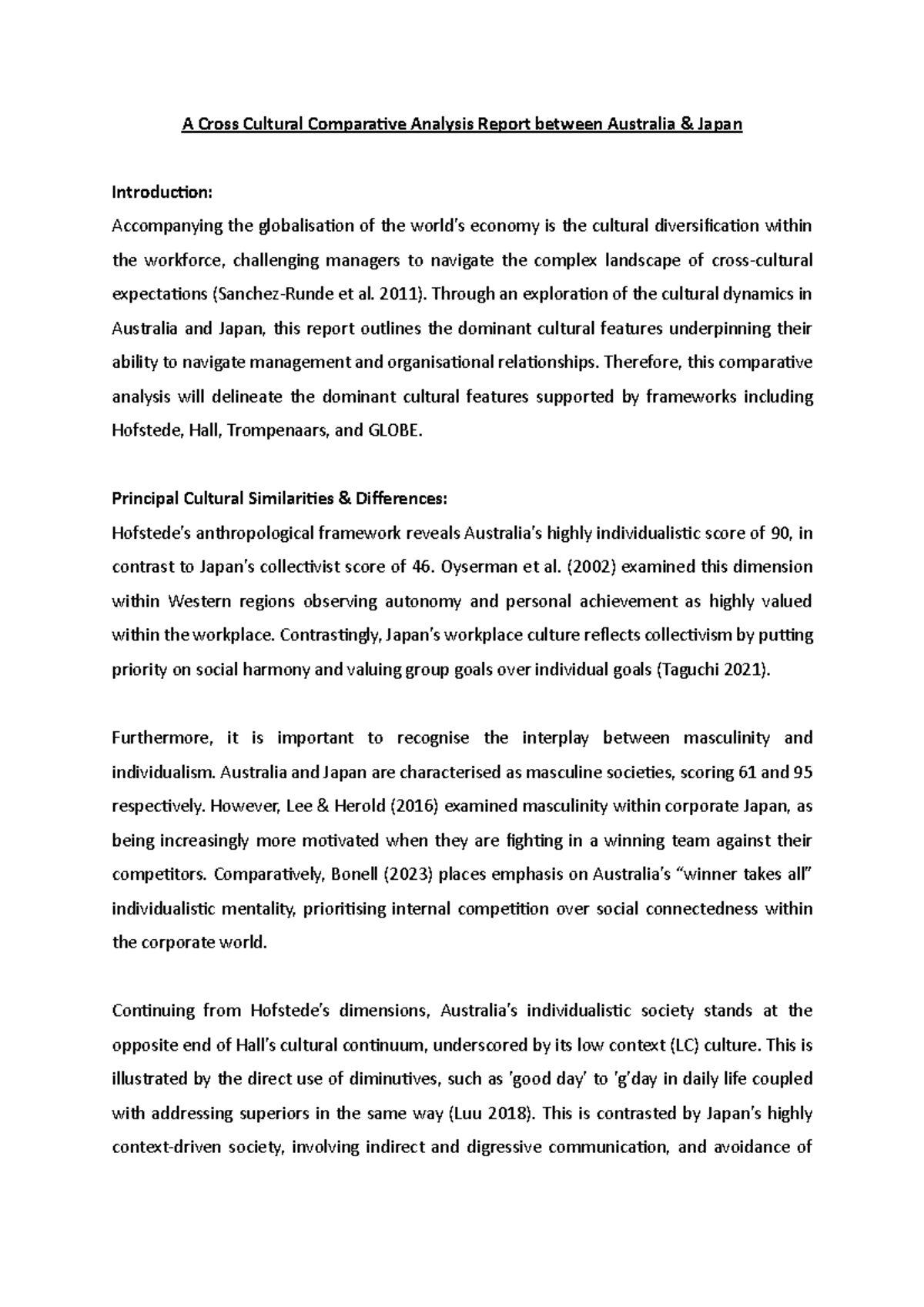 A1 Cross-cultural comparative report - A Cross Cultural Compara-ve ...