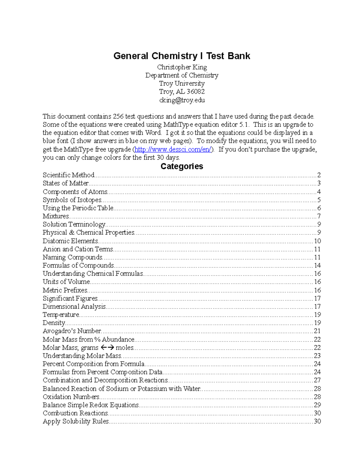General Chemistry I Test Bank - General Chemistry I Test Bank ...
